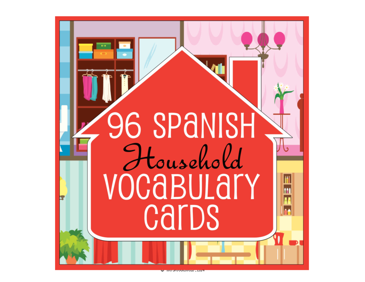 Spanish Vocabulary Flash Cards - Included: 96 Spanish Vocabulary Cards ...