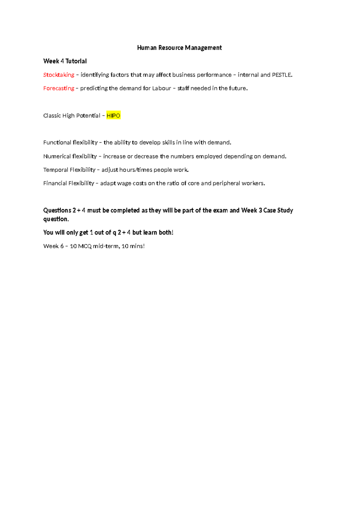 Week 4 HRM Tutorial - ... - Human Resource Management Week 4 Tutorial ...