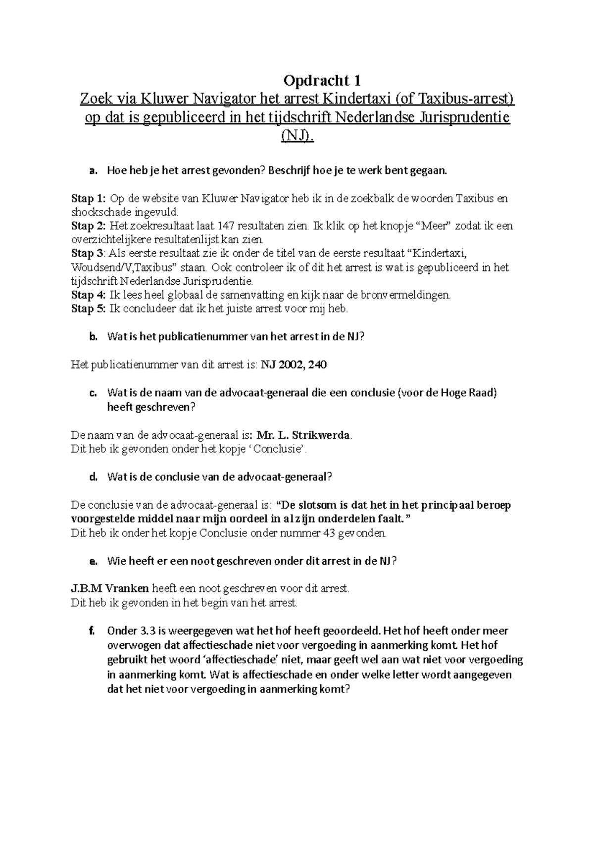 Praktijkopdracht Juridische Vaardigheden + adviesbrief Ximena Pieterse ...