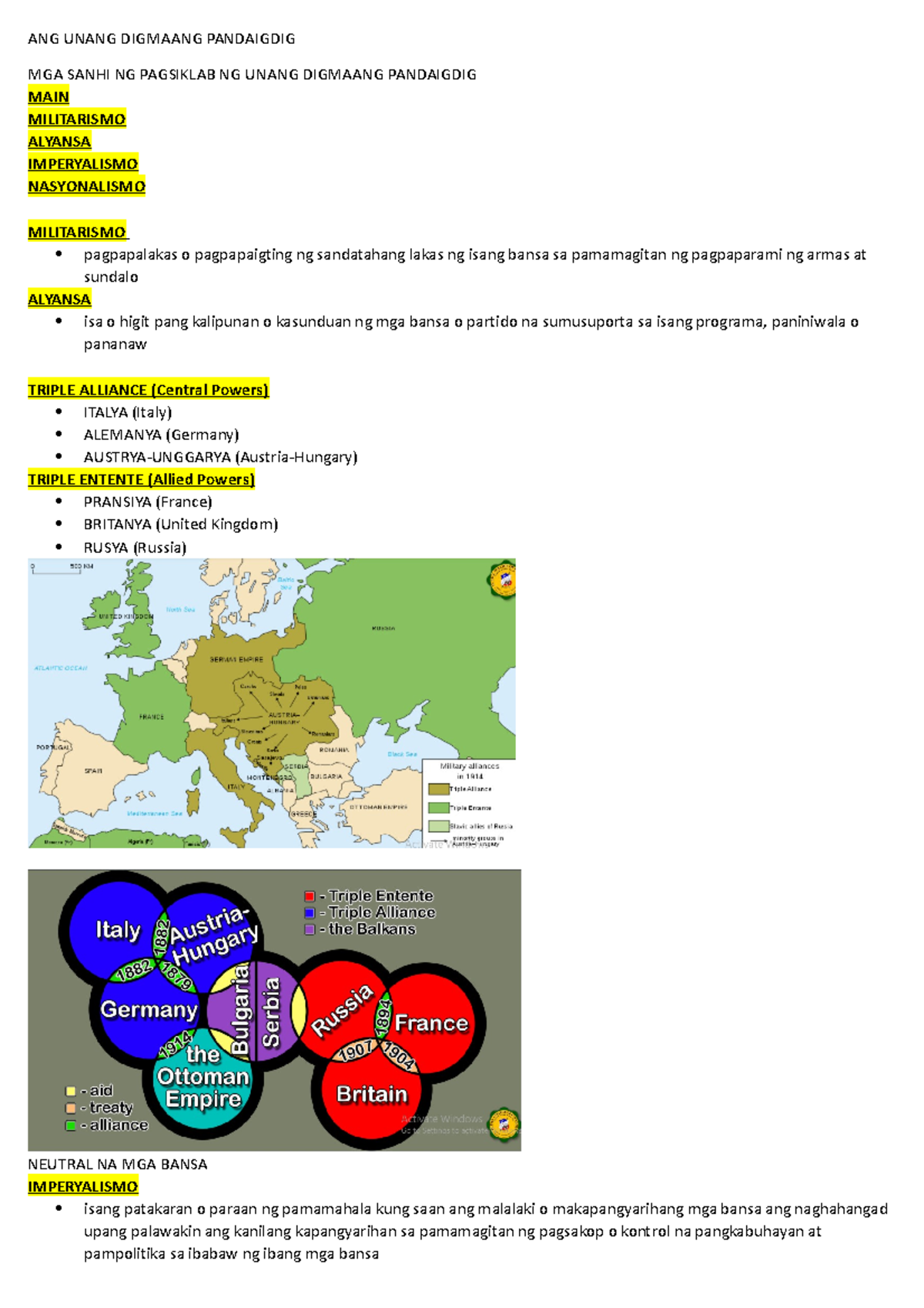 ANG Unang Digmaang Pandaigdig - ANG UNANG DIGMAANG PANDAIGDIG MGA SANHI ...