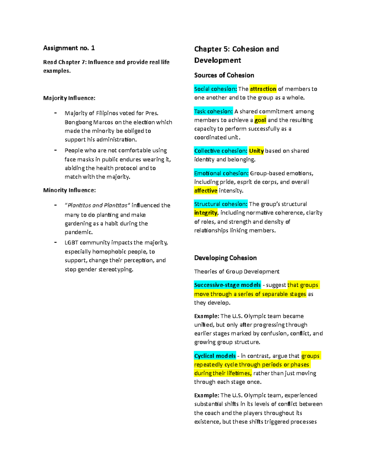 GRP Dynamics Chapter-5-8 - Assignment no. 1 Read Chapter 7: Influence ...