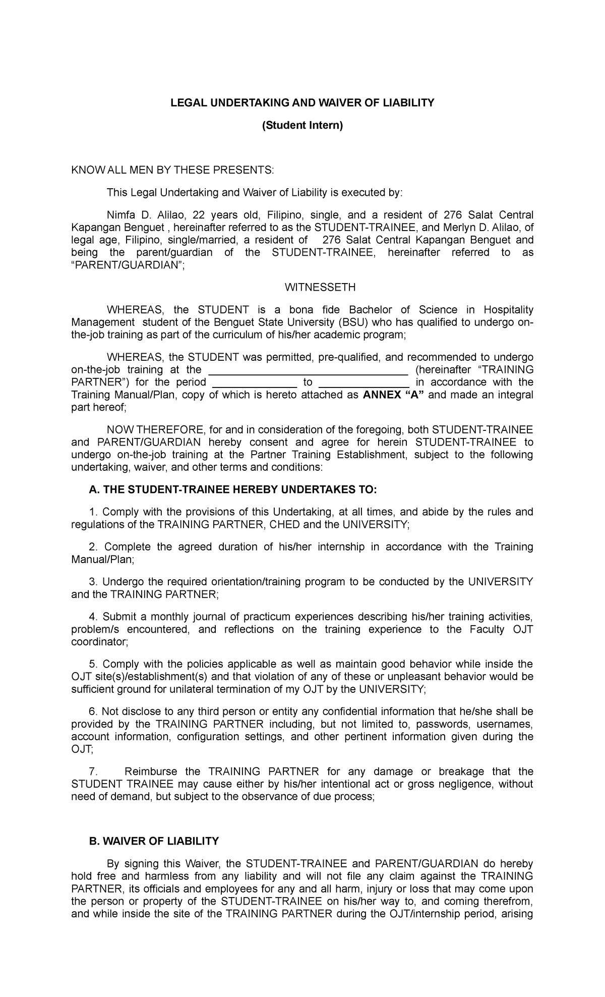 Alilao- Legal- Undertaking-AND- Waiver-OF- Liability - LEGAL ...