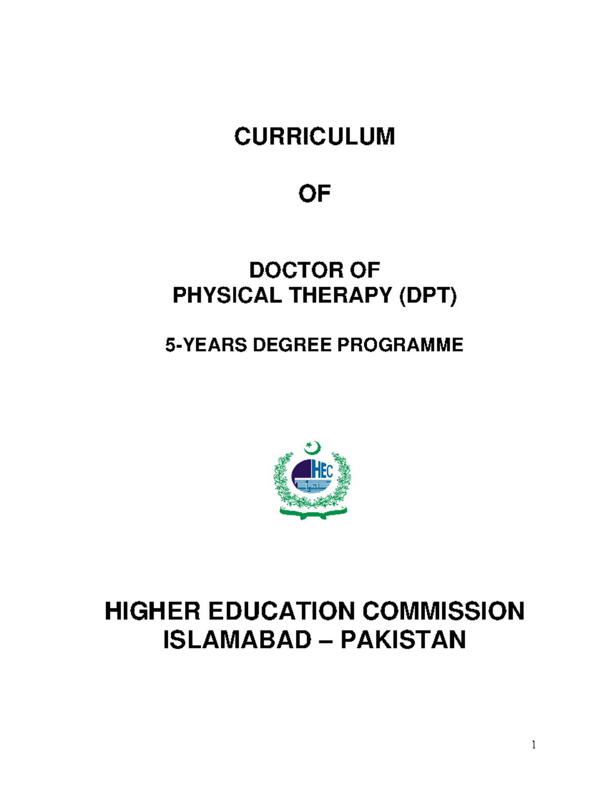Physical Therapy-2010 - CURRICULUM OF DOCTOR OF PHYSICAL THERAPY (DPT ...