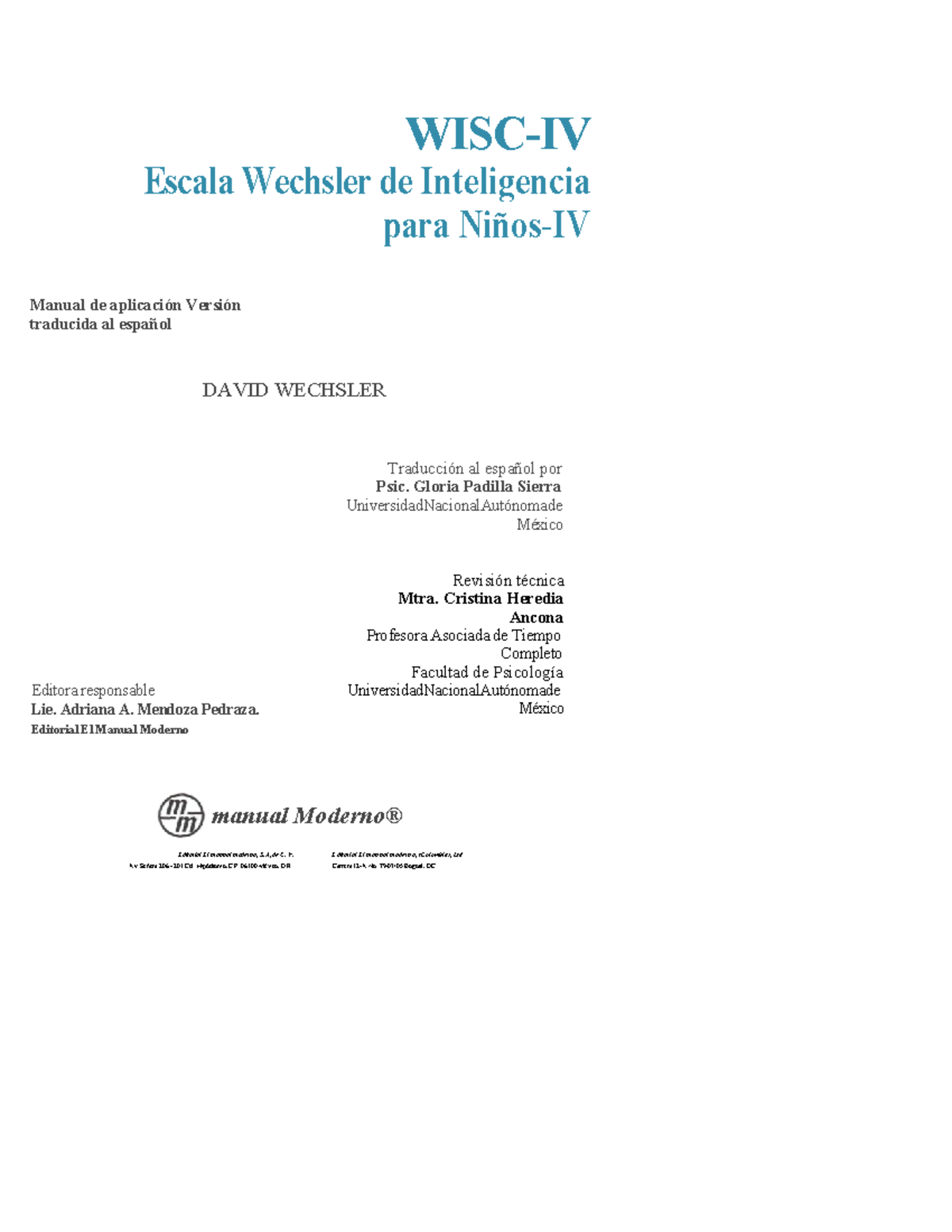 Manual Wisc-IV - Final - Para realizar informes - WISC-IV Escala ...