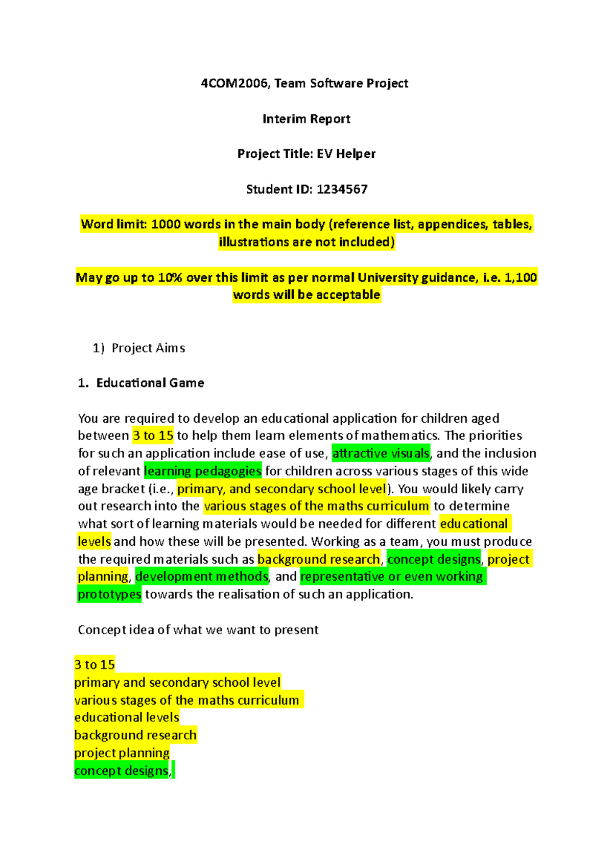 Barry's Incomplete Example of Interim Report - 4COM2006, Team Software ...