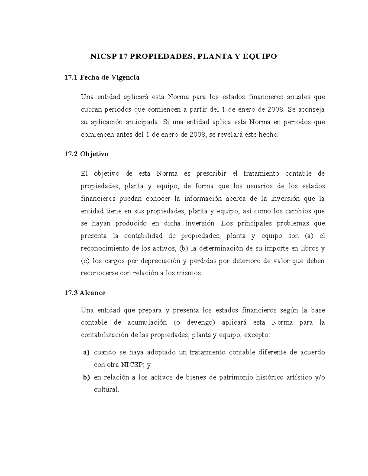 Nicsp 17 a 19 - Corregido - NICSP 17 PROPIEDADES, PLANTA Y EQUIPO 17 ...