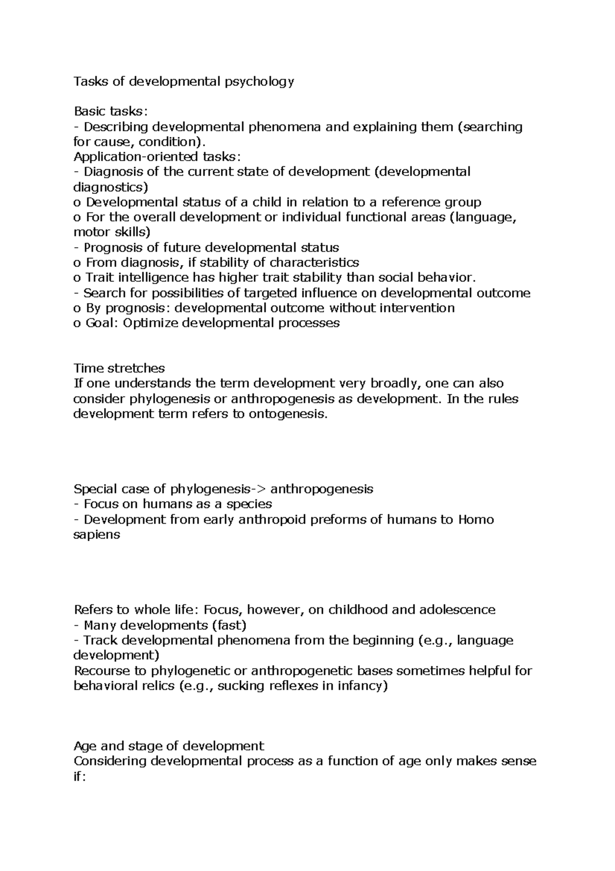 Tasks of developmental psychology - Application-oriented tasks ...