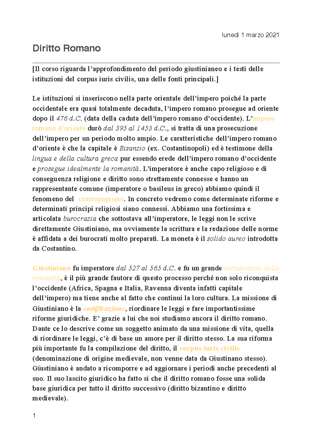 Diritto Romano.pdf, Alice Cherchi - lunedì 1 marzo 2021 Diritto Romano ...