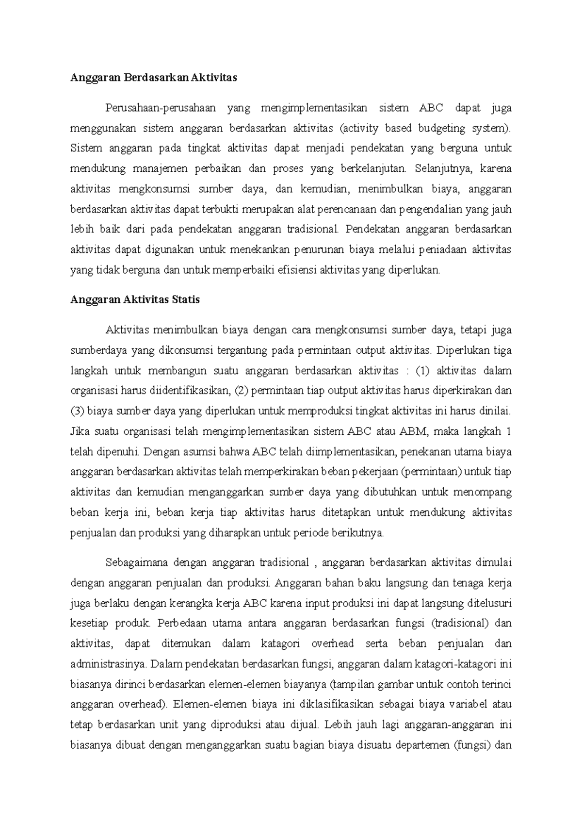 Anggaran Berdasarkan Aktivitas - Anggaran Berdasarkan Aktivitas ...