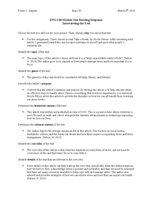 SNHU 107 Module Four Journal Assignment - Foster L. Sargent SNHU 107 ...