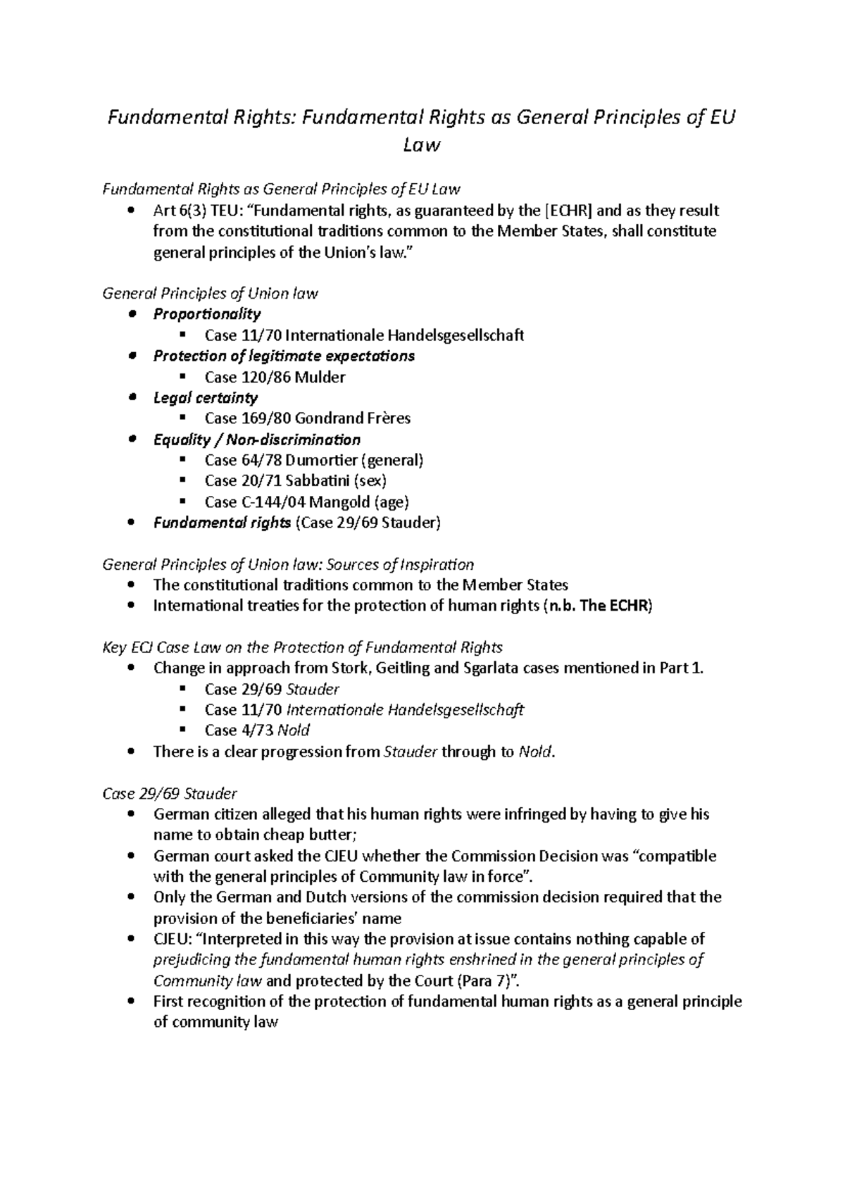 Fundamental Rights- Fundamental Rights as General Principles of EU Law ...