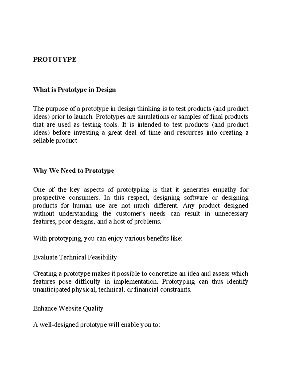 Prototype - Prototypes are simulations or samples of final products ...