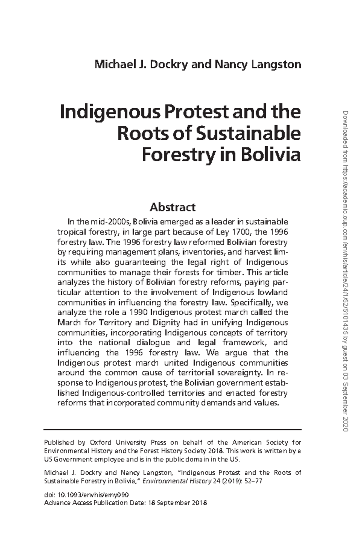 Dockry and Langston 2019 Indigenous Protest and the Roots of ...