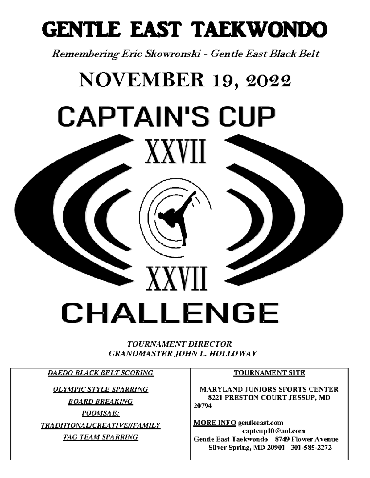 CC27 Tournament Info - egwrhww - GENTLE EAST TAEKWONDO Remembering Eric ...