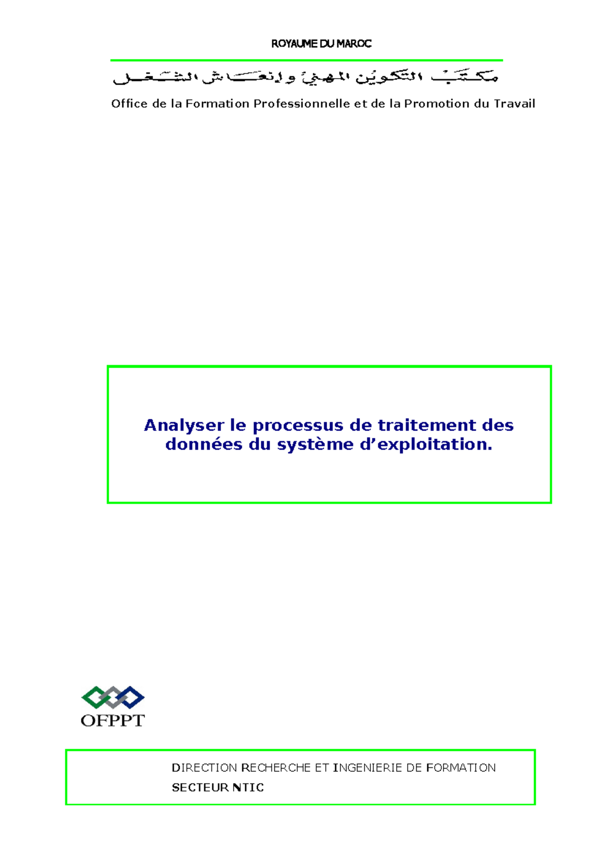 Analyser le processus de traitement des données du système d ...