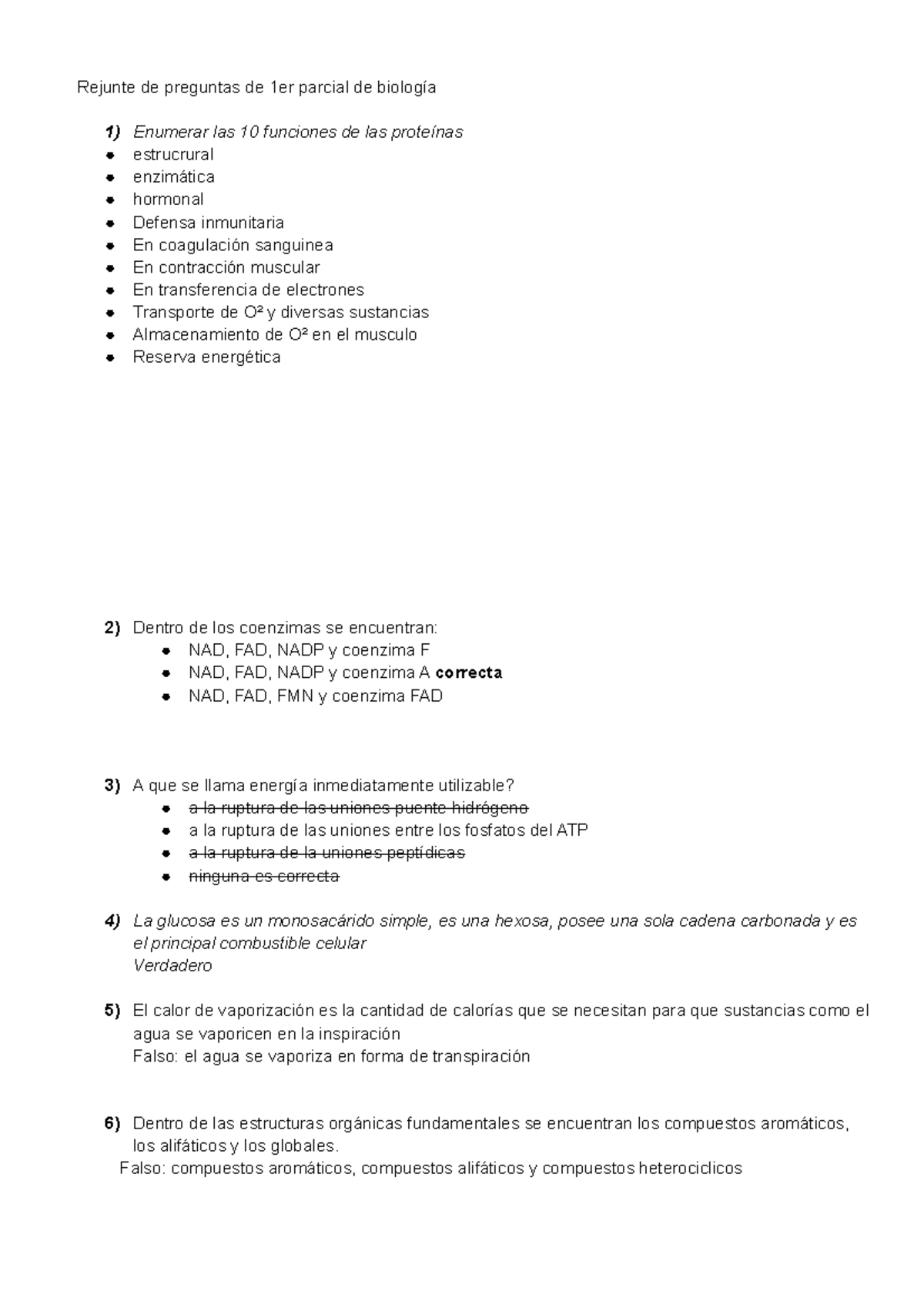 Modelos de 1er parcial Biologia-1 - Rejunte de preguntas de 1er parcial de biología 1) Enumerar ...