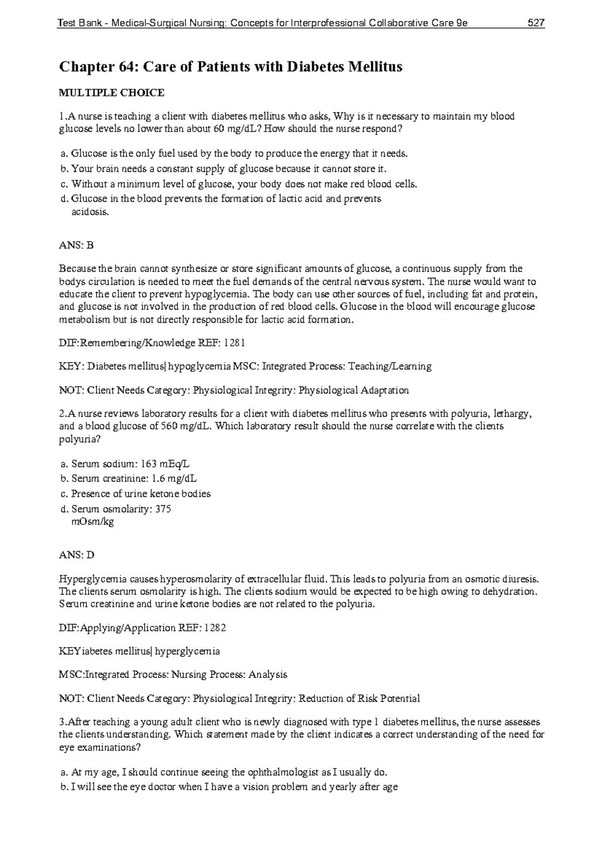 Care of Patients with Diabetes Mellitus - Chapter 64: Care of Patients ...