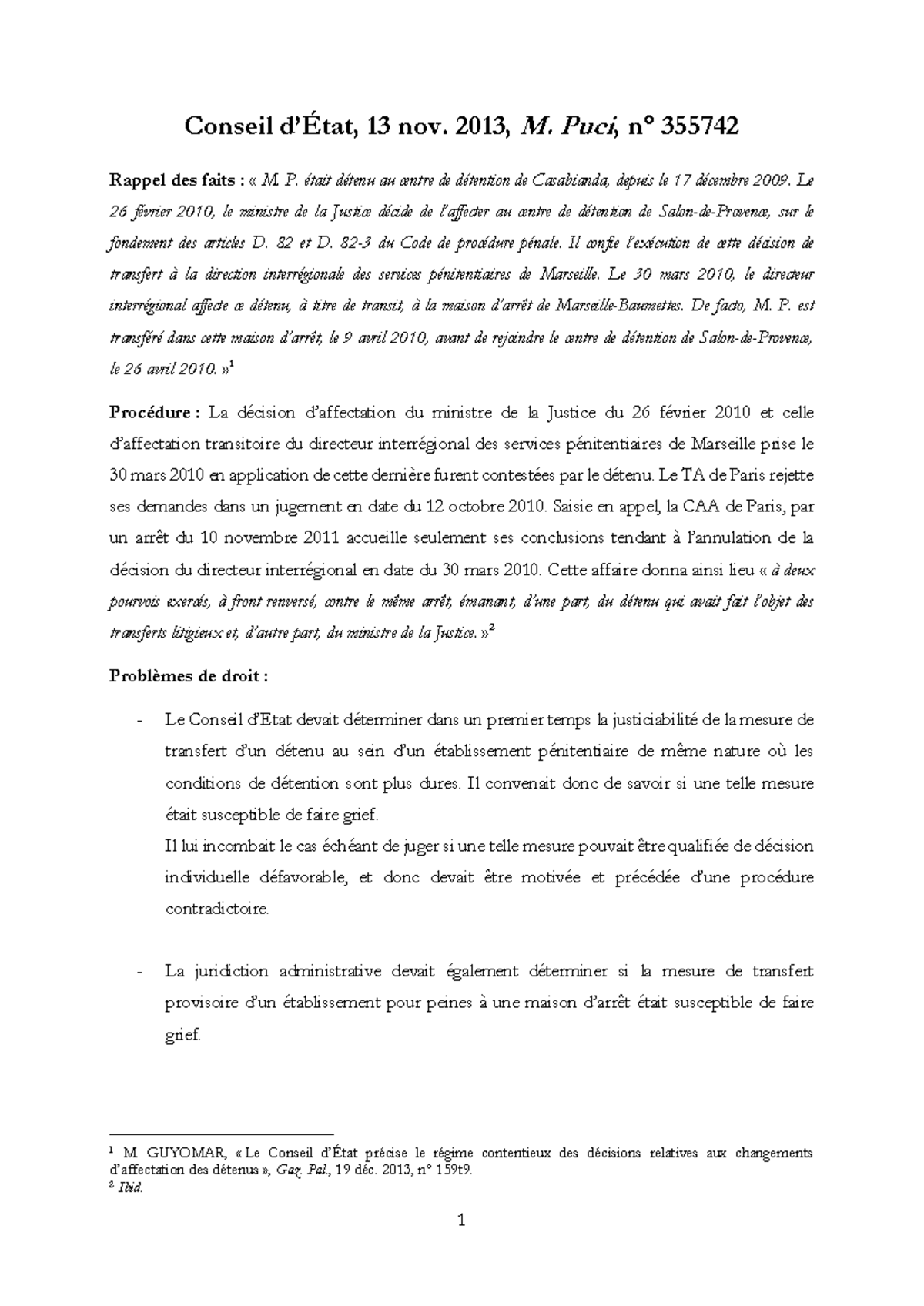 Séance 3 - Correction-1 - Conseil d’État, 13 nov. 2013, M. Puci, n ...