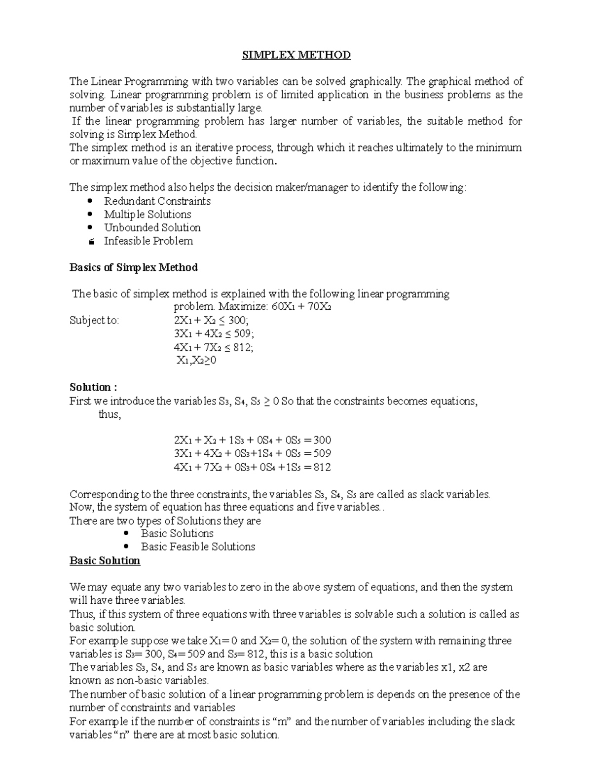Simplex Method, TWO Phasing AND BIG Method - Operation Research - AMU ...
