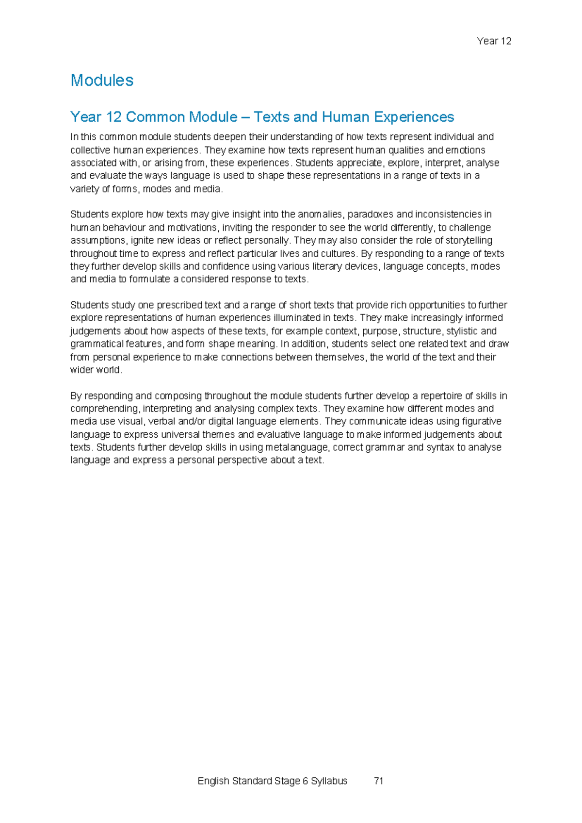 PDF document 50 - good study syllabus - Year 12 English Standard Stage ...