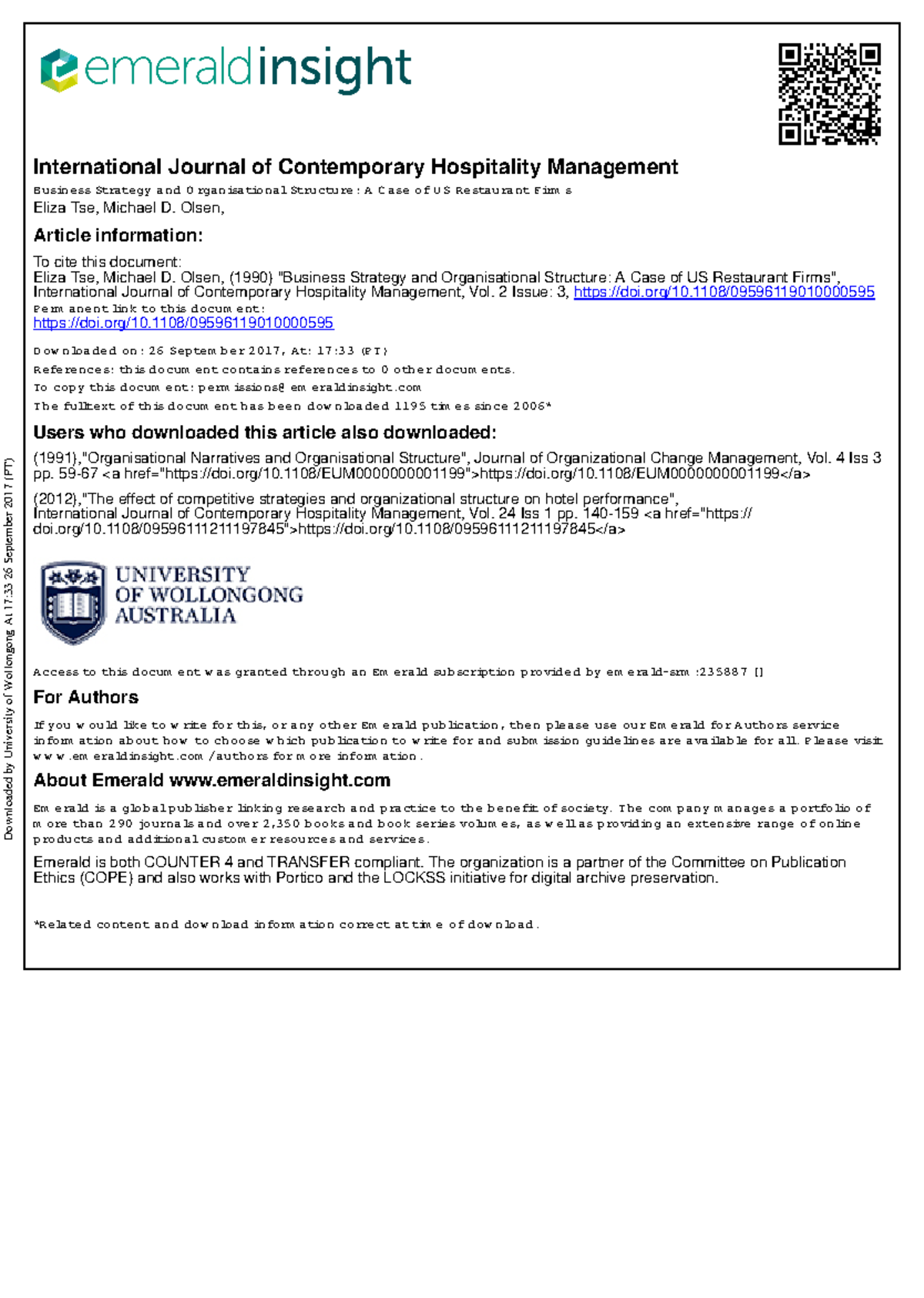 COMM391 - Case Study - Eliza Tse - Business Strategy and Organisational ...