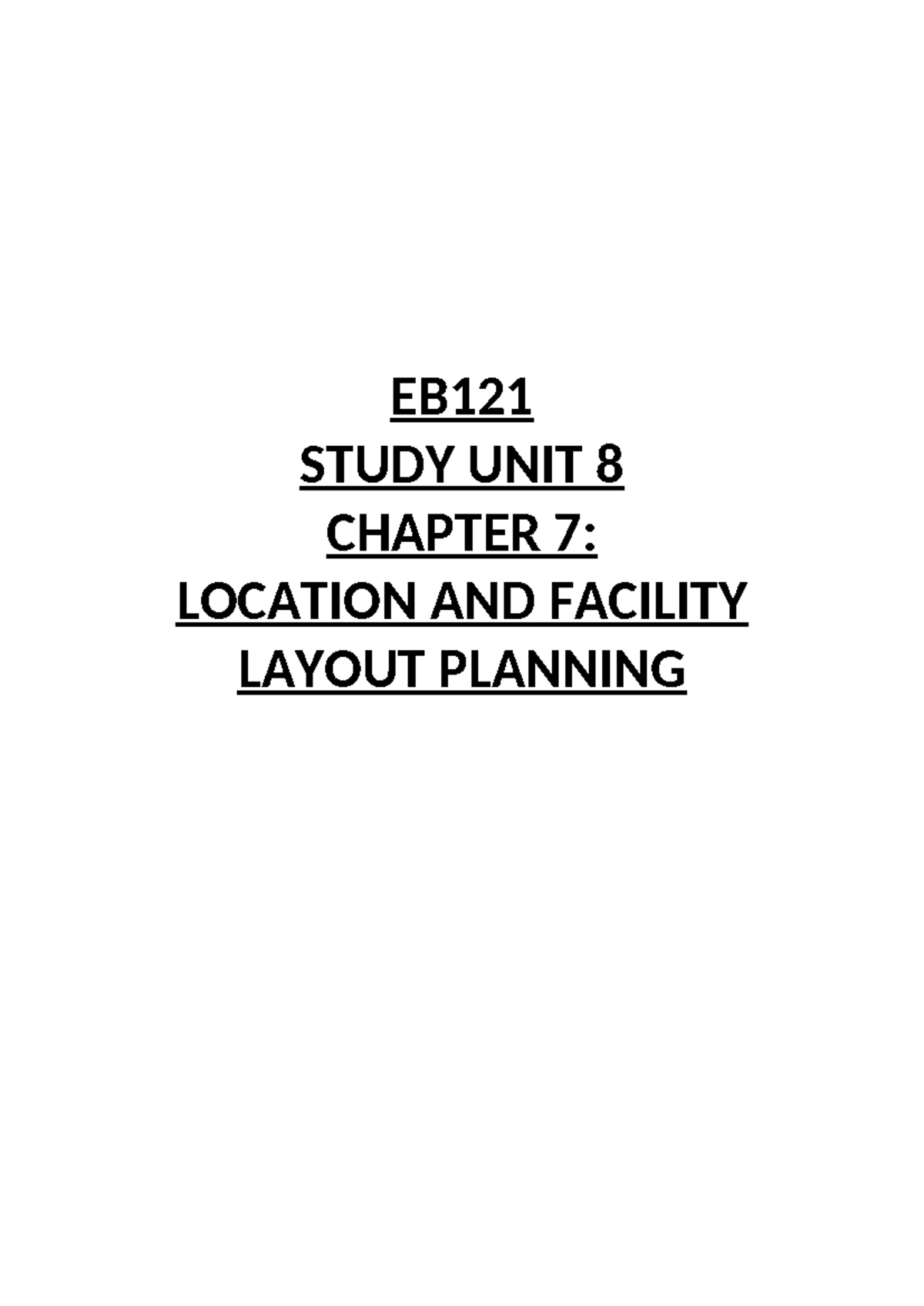 Study Unit 8 Chapter 7 Summary EB121 - EB STUDY UNIT 8 CHAPTER 7 ...
