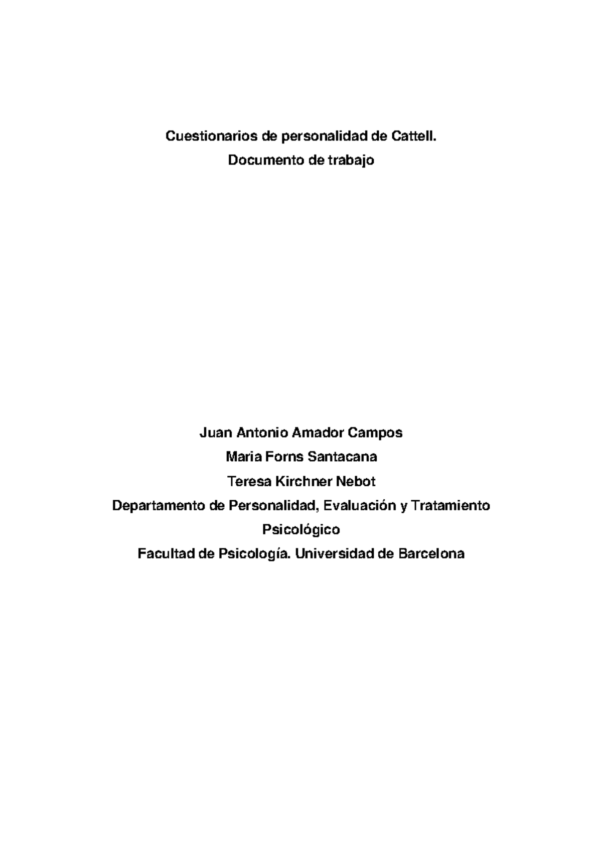Catell Cuestionarios DE Personalidad - Cuestionarios de personalidad de ...