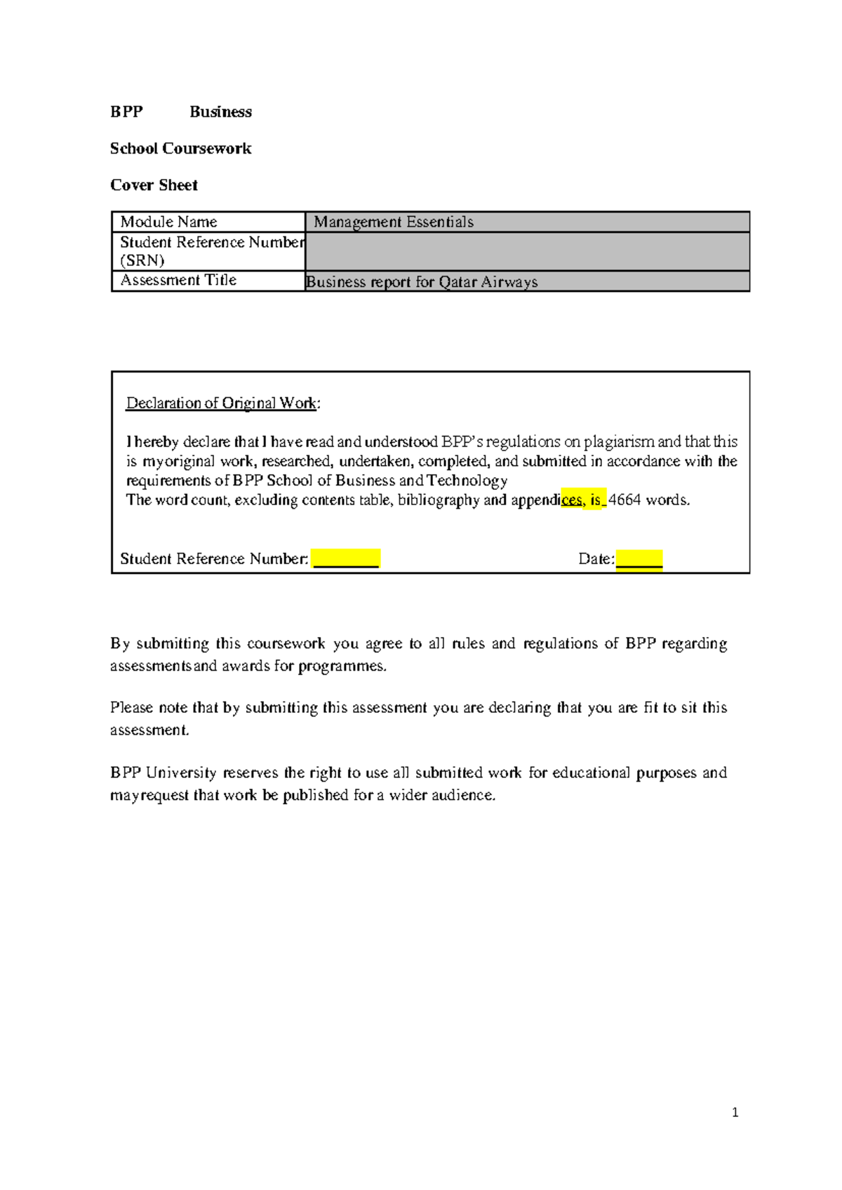 BPP Business School Coursework Cover Sheet new - BPP Business School Coursework Cover Sheet ...