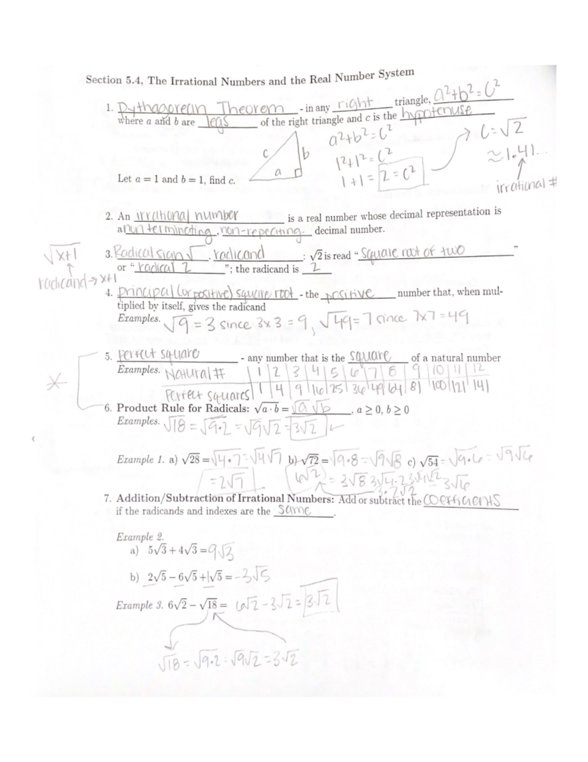 Section 5.4, The Irrational Numbers and the Real Number - MTH 110 - Studocu