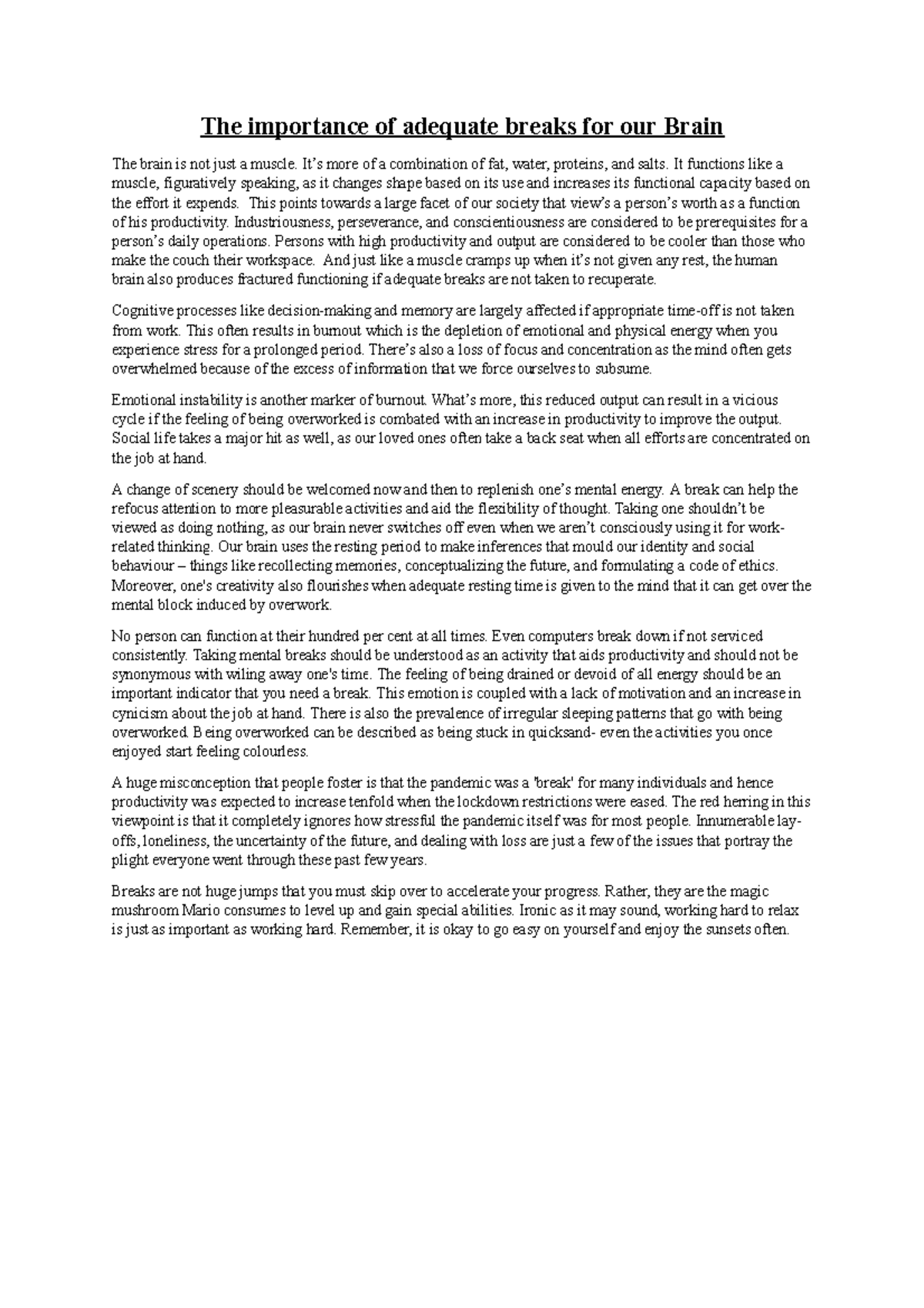 Brain-breaks - abc - The importance of adequate breaks for our Brain ...