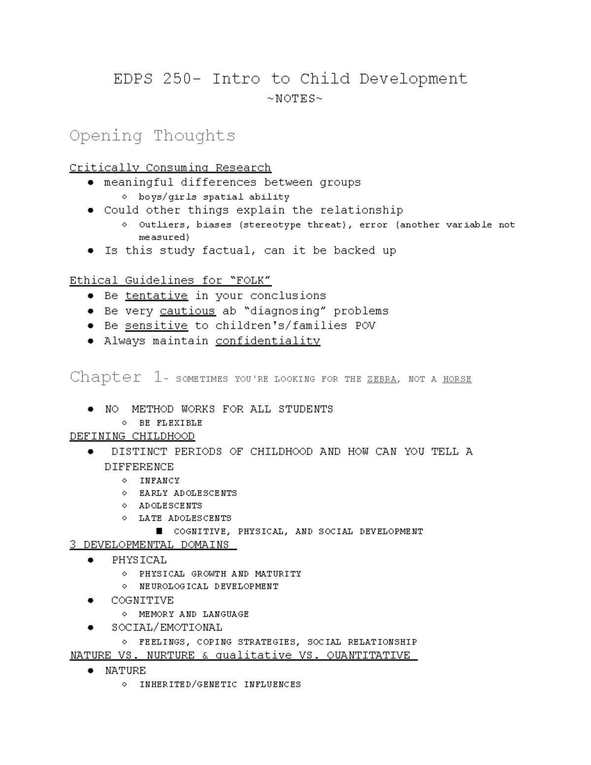 EDPS- Fundamentals OF Human Deveplopment - EDPS 250- Intro to Child ...