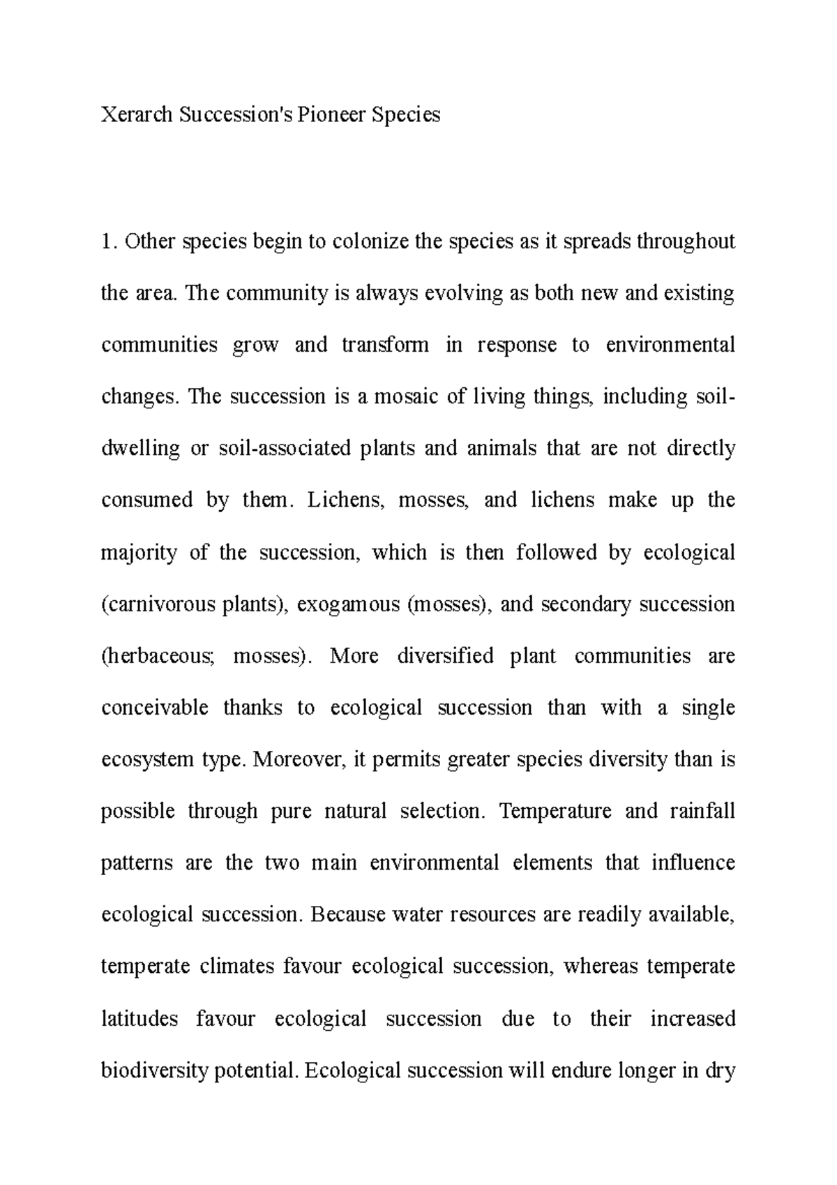 Xerarch Succession - sdh - Xerarch Succession's Pioneer Species Other ...