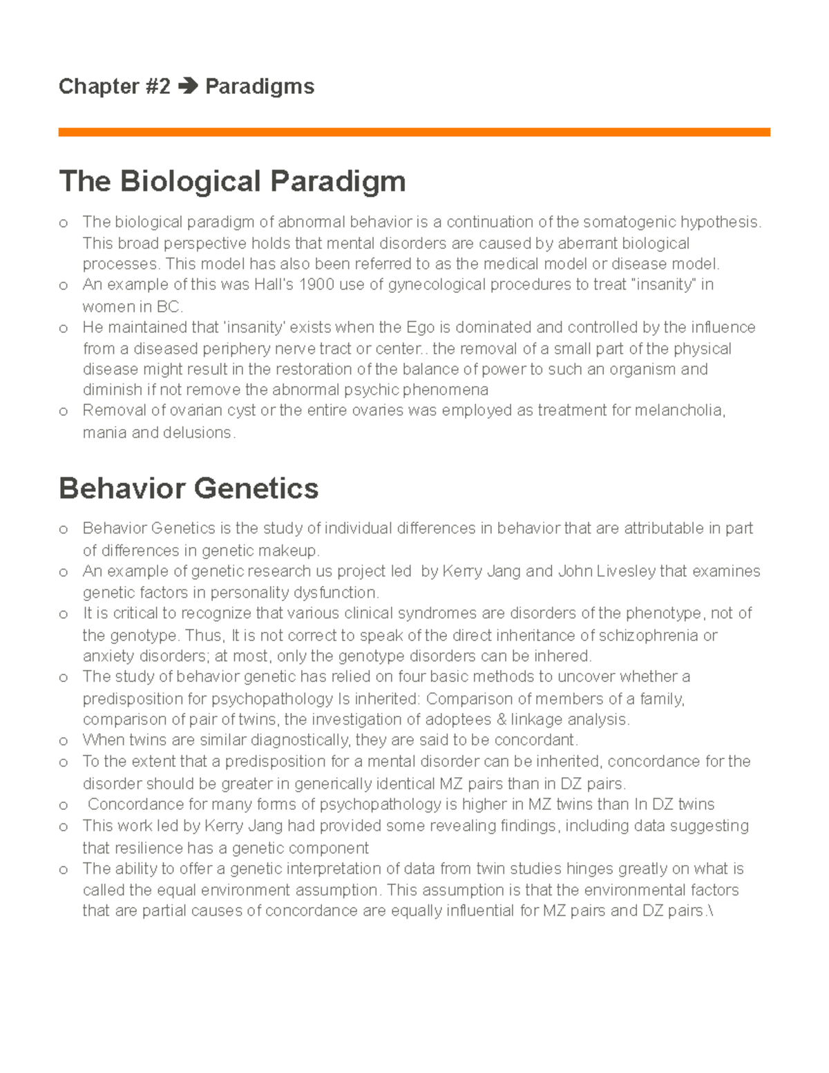 Chapter #2 Reading Notes - Chapter #2 Paradigms The Biological Paradigm ...