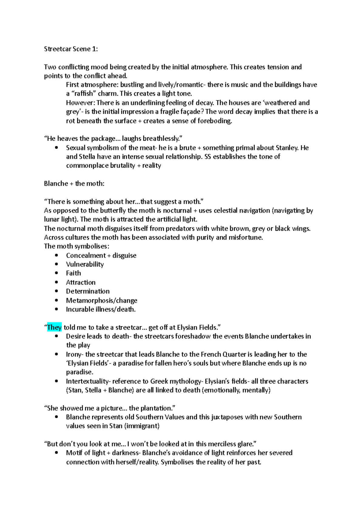 Streetcar Scene 1 Annotations - Streetcar Scene 1: Two conflicting mood ...