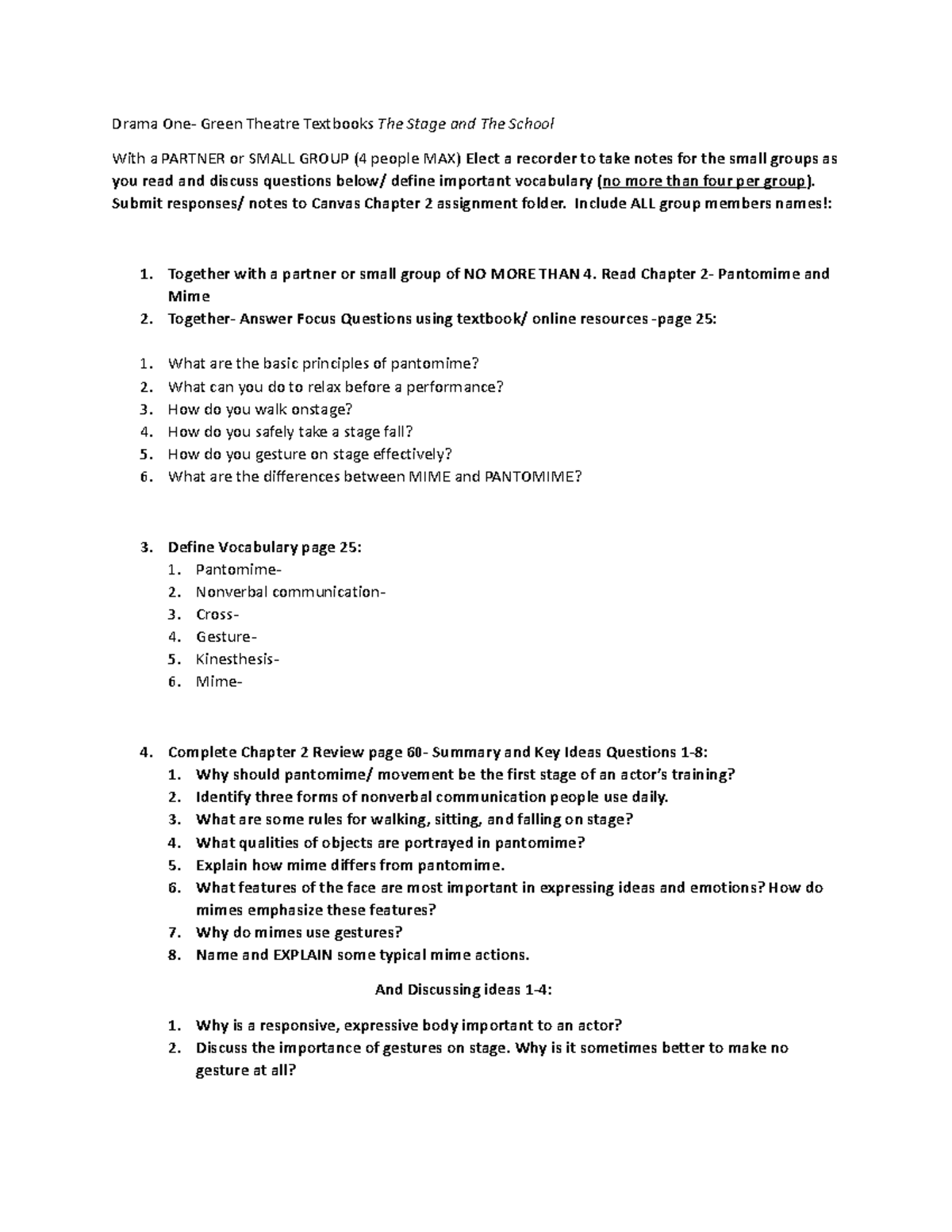 Drama One -ch 2 mime and pantomime - Drama One- Green Theatre Textbooks ...