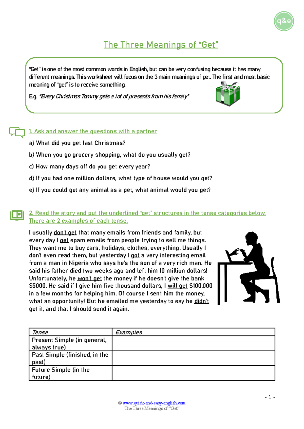 Three Meanings of Get A2 SV - 1 - © quick-and-easy-english The Three ...