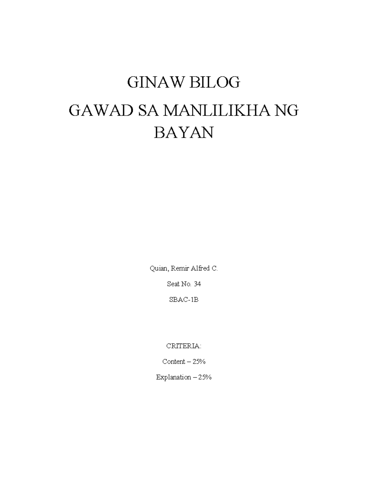 Ginaw Bilog - GINAW BILOG GAWAD SA MANLILIKHA NG BAYAN Quian, Remir ...