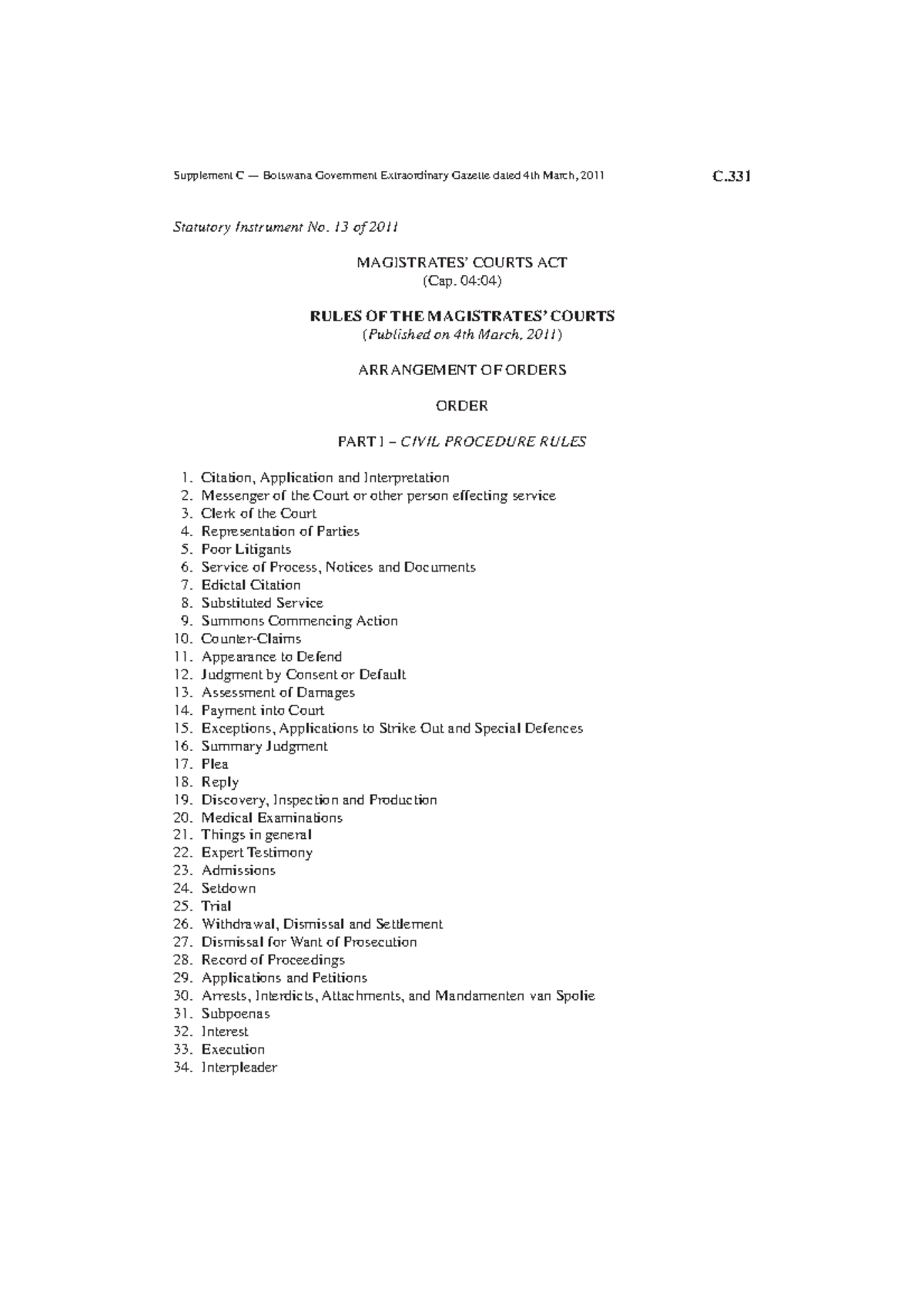 Magistrates Court Act - Supplement C — Botswana Government ...