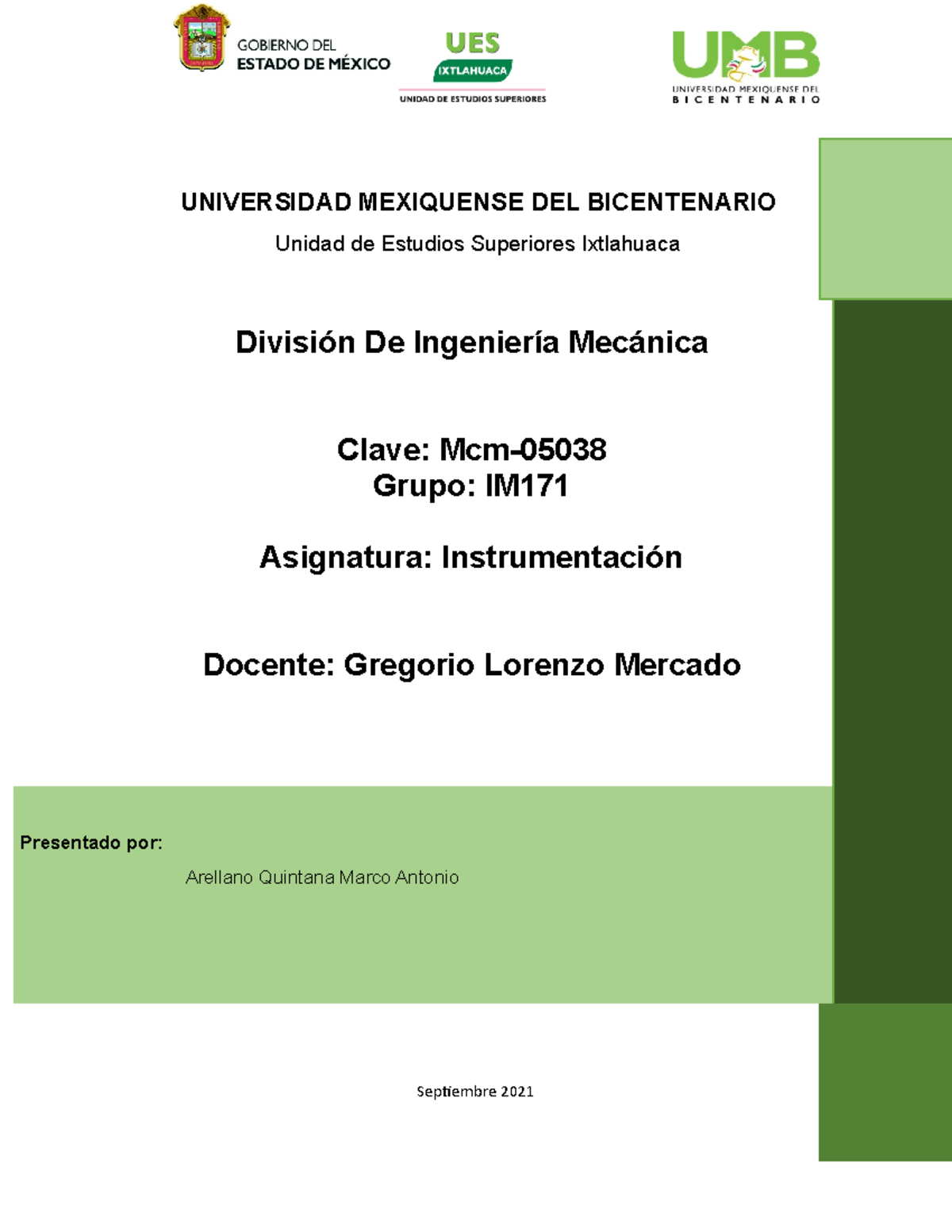 Variable de control controlada - División De Ingeniería Mecánica Clave ...