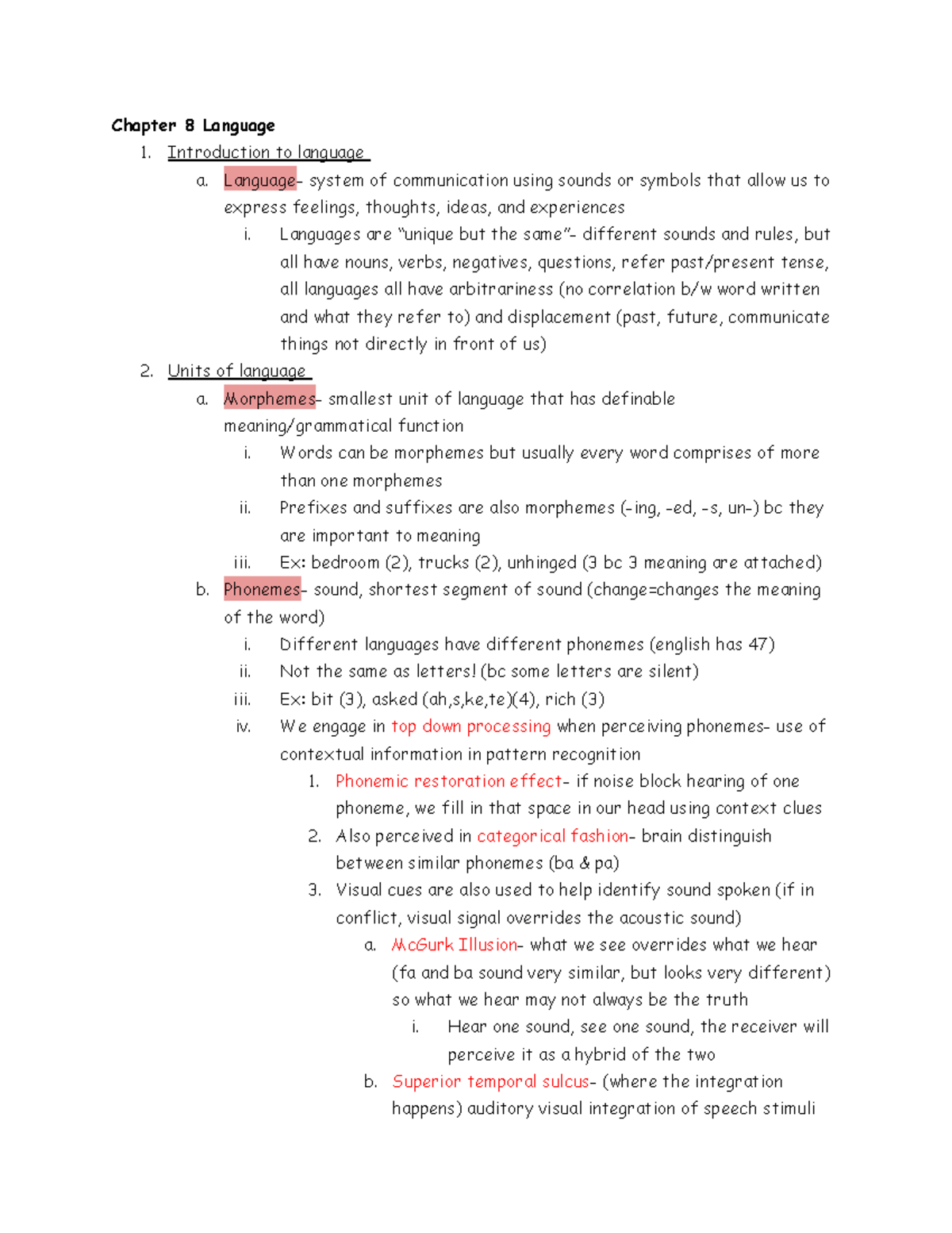 Chapter 8 Language - Lecture notes 8 - Chapter 8 Language 1 ...