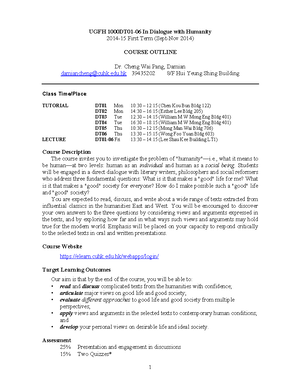 Learning Resources Overview 2017-18 T1 - UGFH 1000 In Dialogue with ...