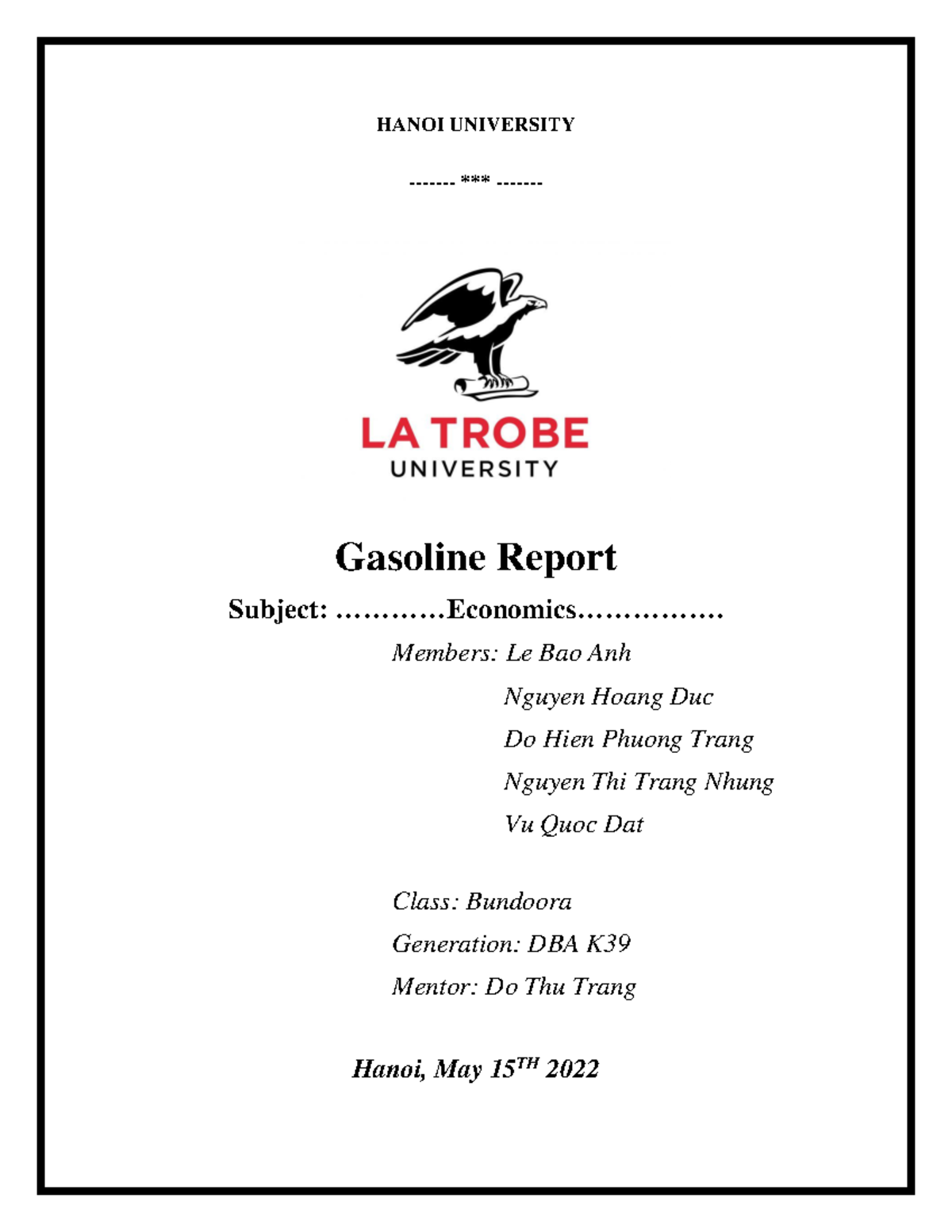 Gas-report-2020 - gas report - HANOI UNIVERSITY - *** - Gasoline Report ...