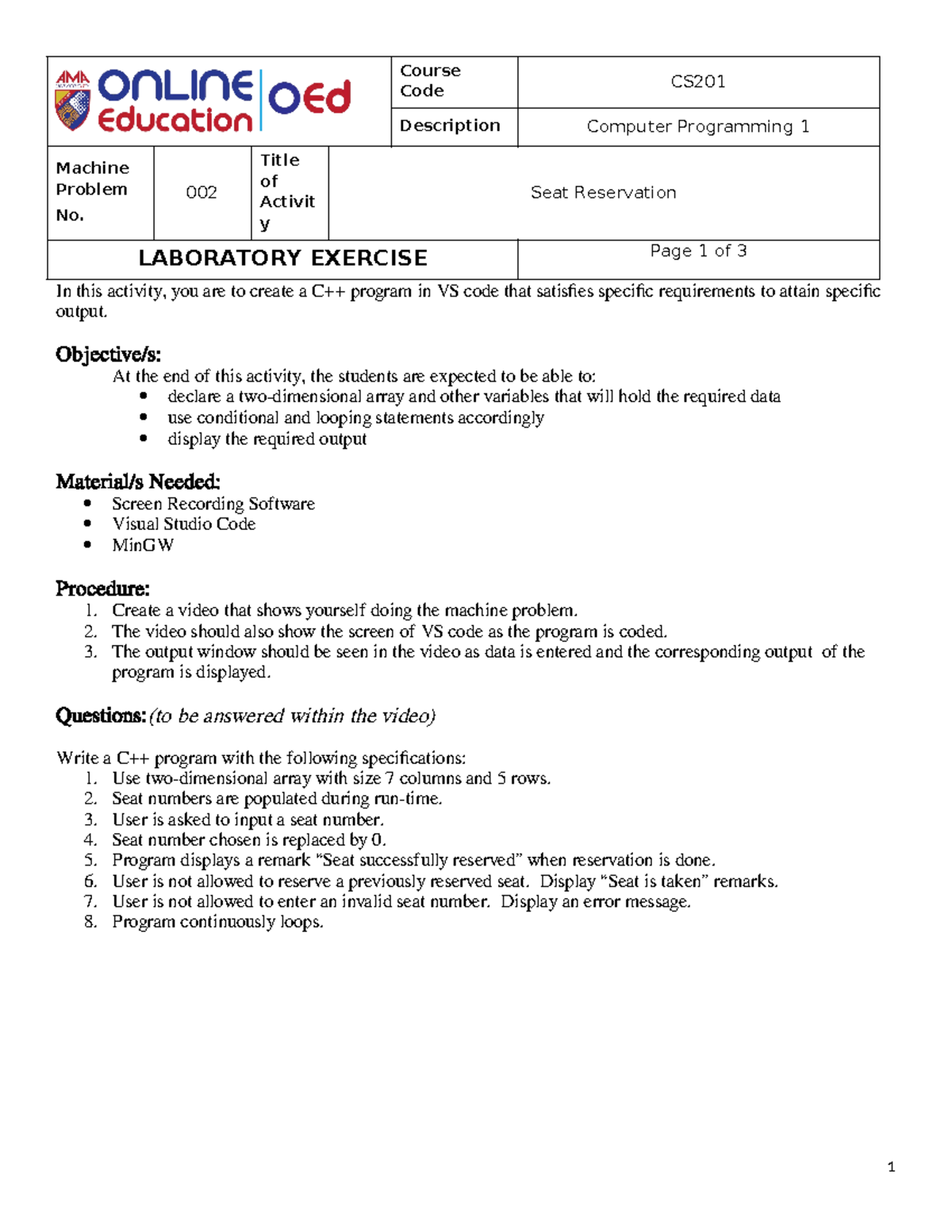 What About Procedural Laboratory Exercise Week 10 Computer Programming In This Activity You