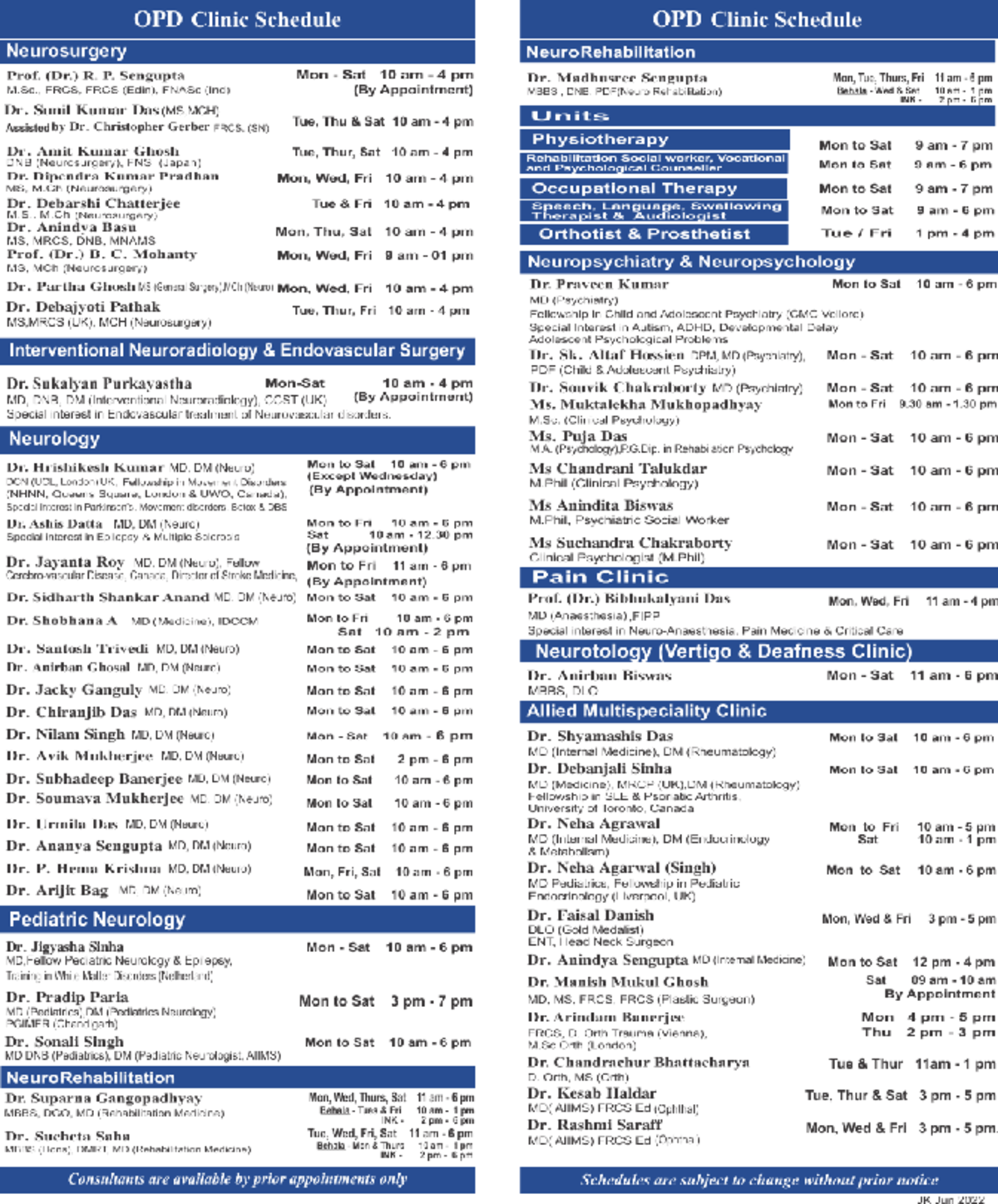 Doctors-List-04 - Nil - OPD Clinic Schedule OPD Clinic Schedule ...