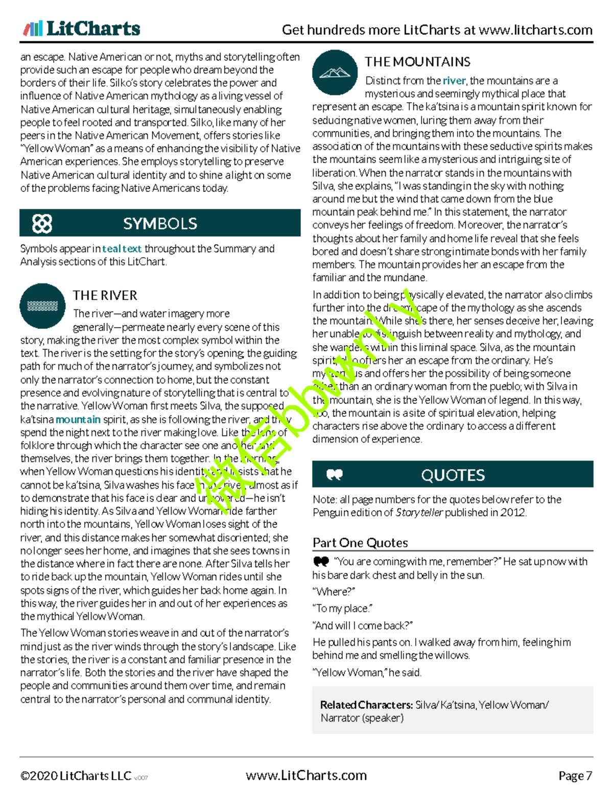 Yellow-Woman-Lit Chart 7 - an escape. Native American or not, myths and ...