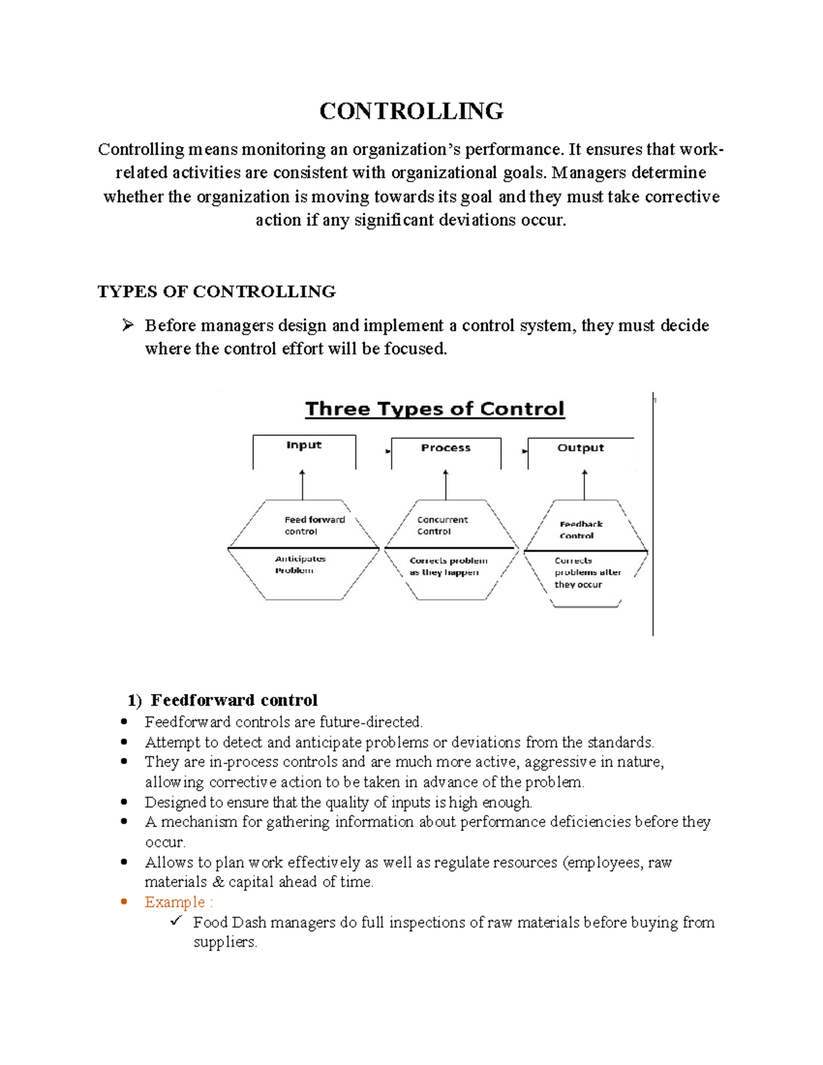 Controlling - notes - CONTROLLING Controlling means monitoring an ...