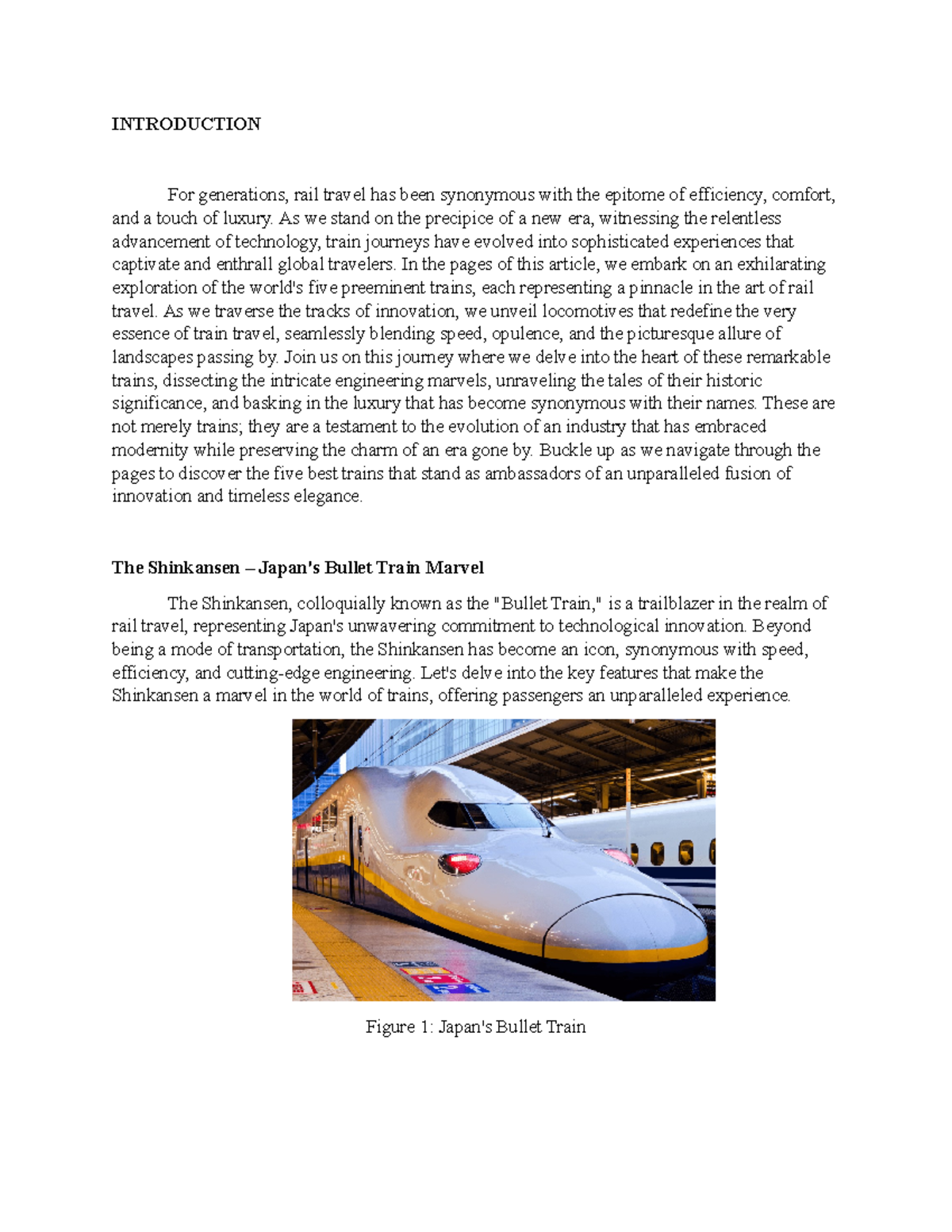 Introduction train - INTRODUCTION For generations, rail travel has been ...