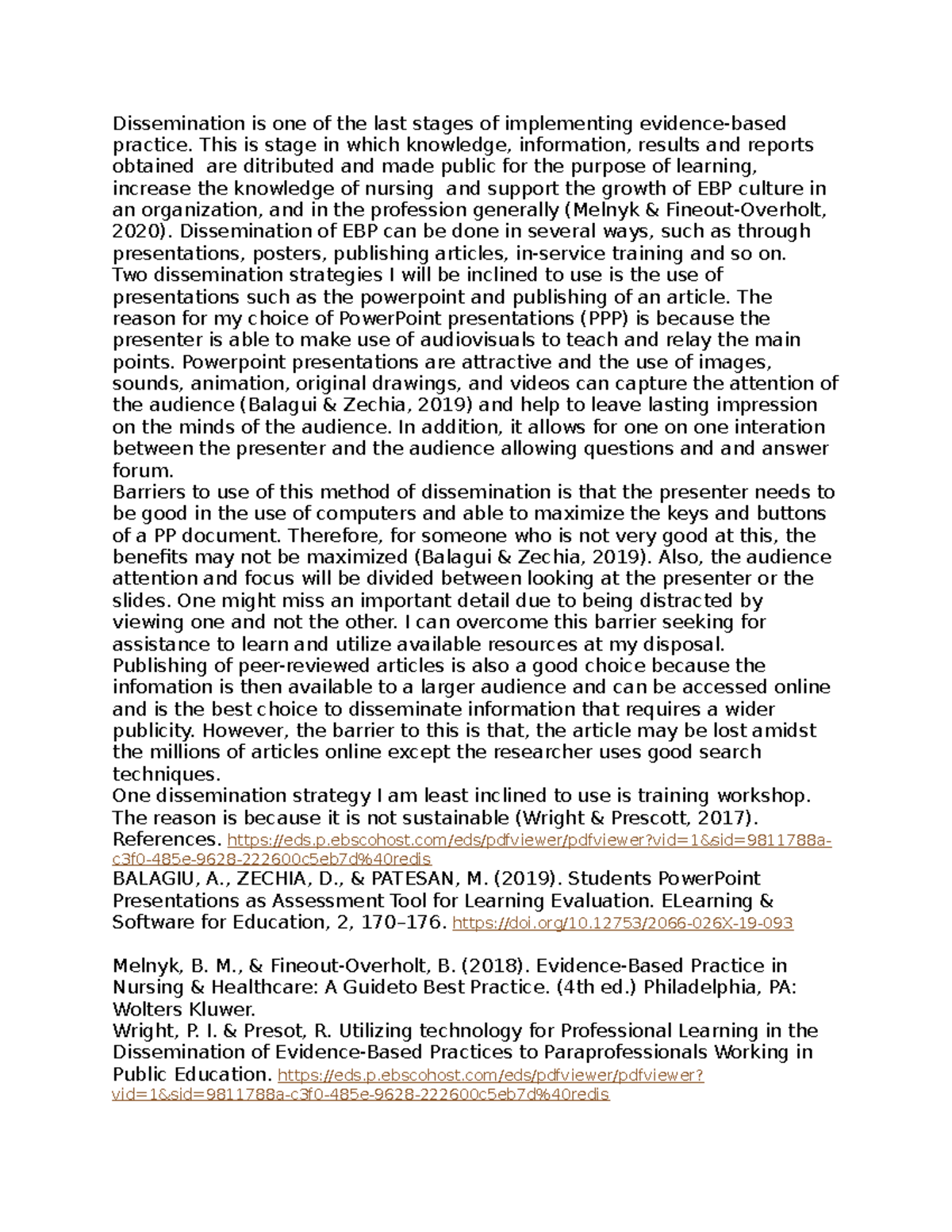 6052 B - ESSENTIAL OF EVIDENCE BASED PRACTICE DISCUSSIONS ...