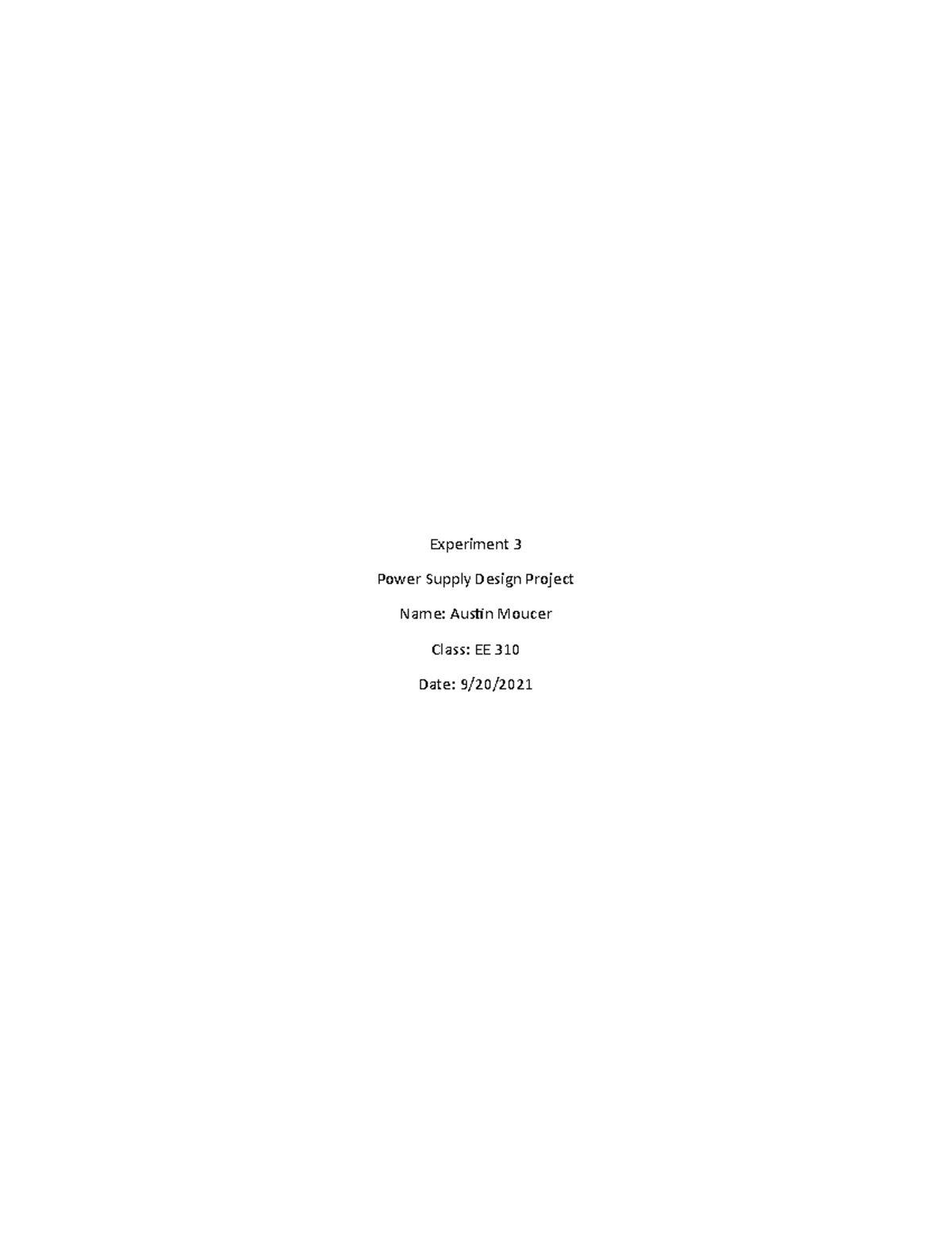 Lab 3 lab write up example - Experiment 3 Power Supply Design Project ...