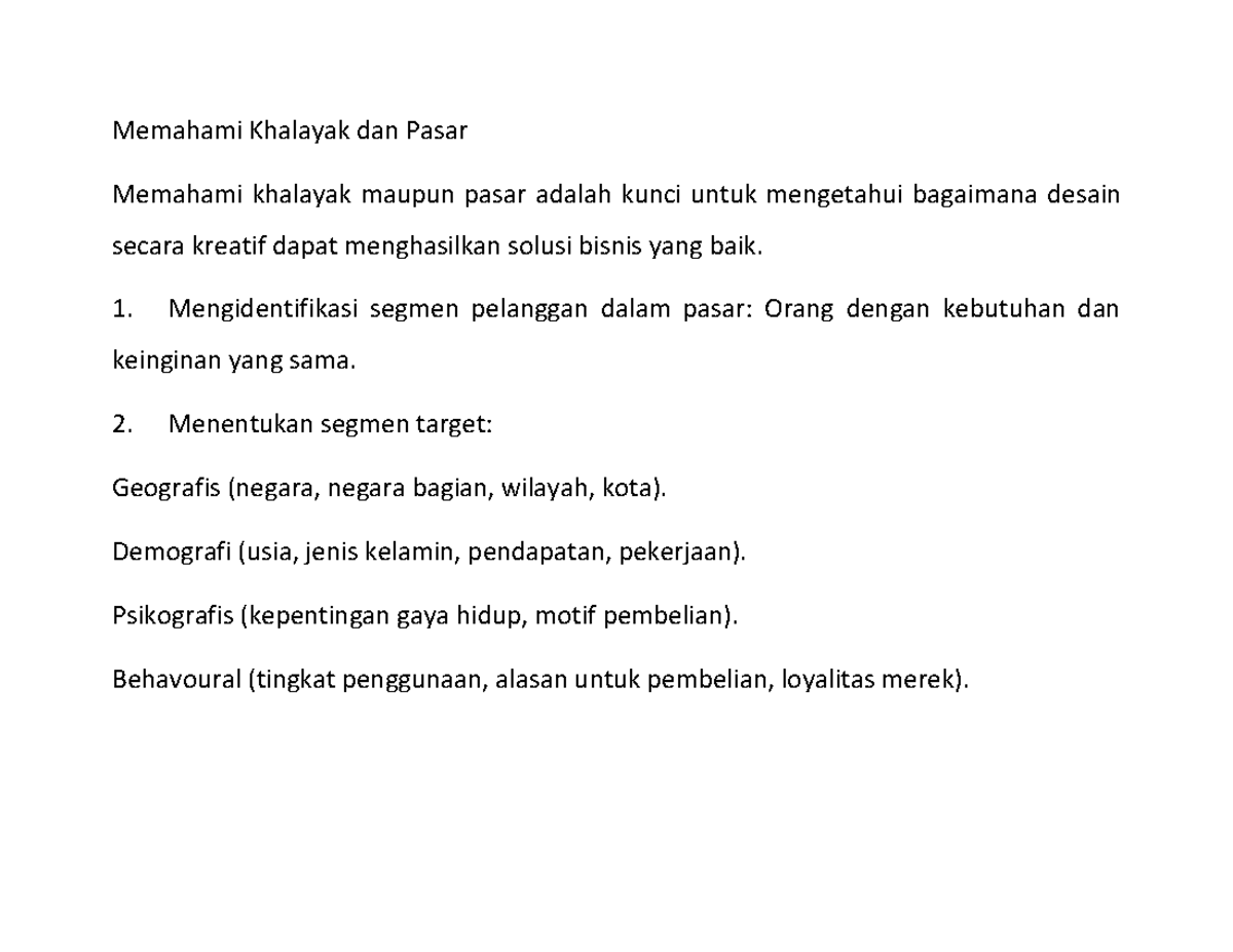 Memahami Khalayak dan Pasar - Memahami Khalayak dan Pasar Memahami ...
